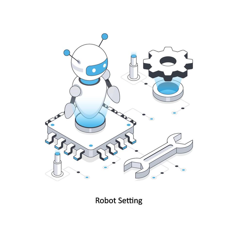 Robot Setting Isometric Stock Illustration Eps File Stock Illustration 47554540 Vector Art At