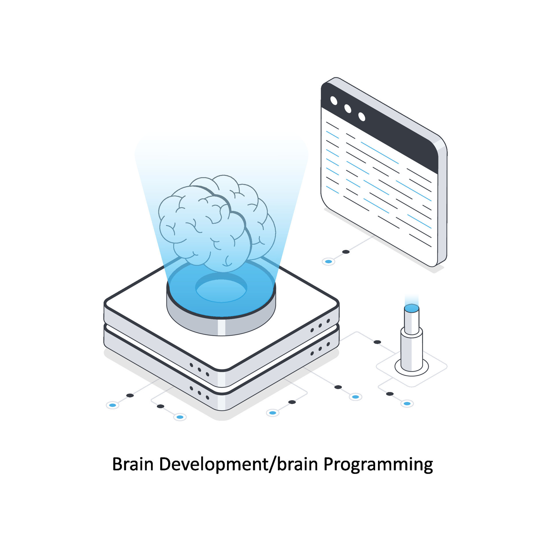 Brain Development Brain programming isometric stock illustration. EPS ...