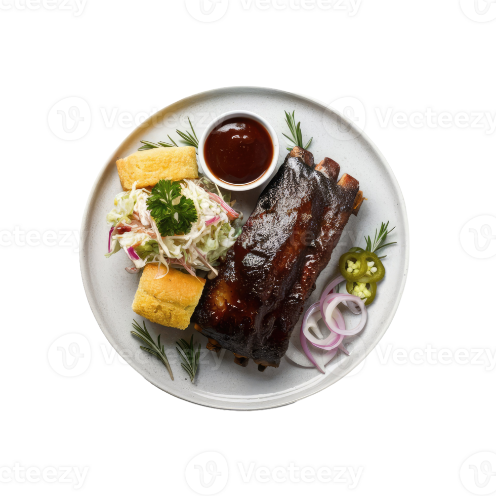 Barbecue Ribs With Coleslaw And Cornbread 47561841 Png