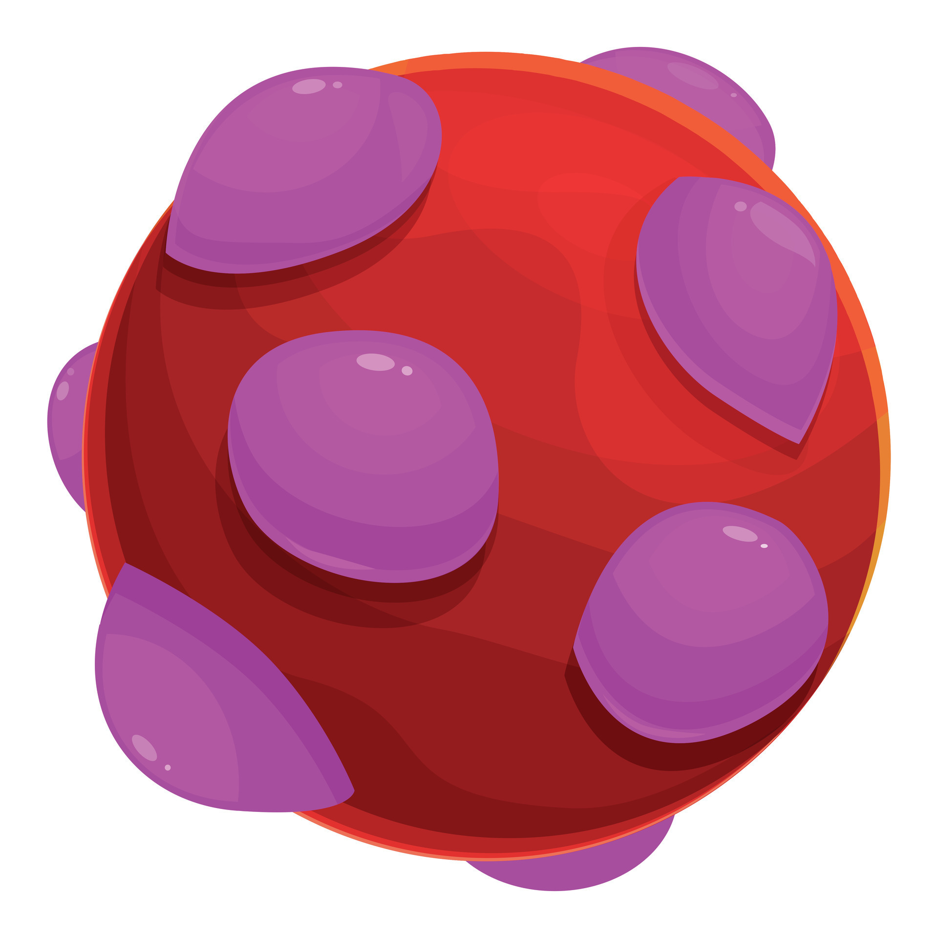 Red Planet With Purple Craters From Asteroid Impact Floating In Open Space 47563869 Vector Art