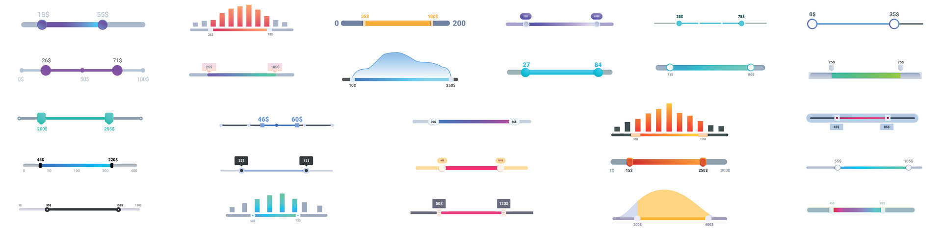Price range icons set. Set of various colorful loading bars ... Price range icons set. Set of various colorful loading bars ...