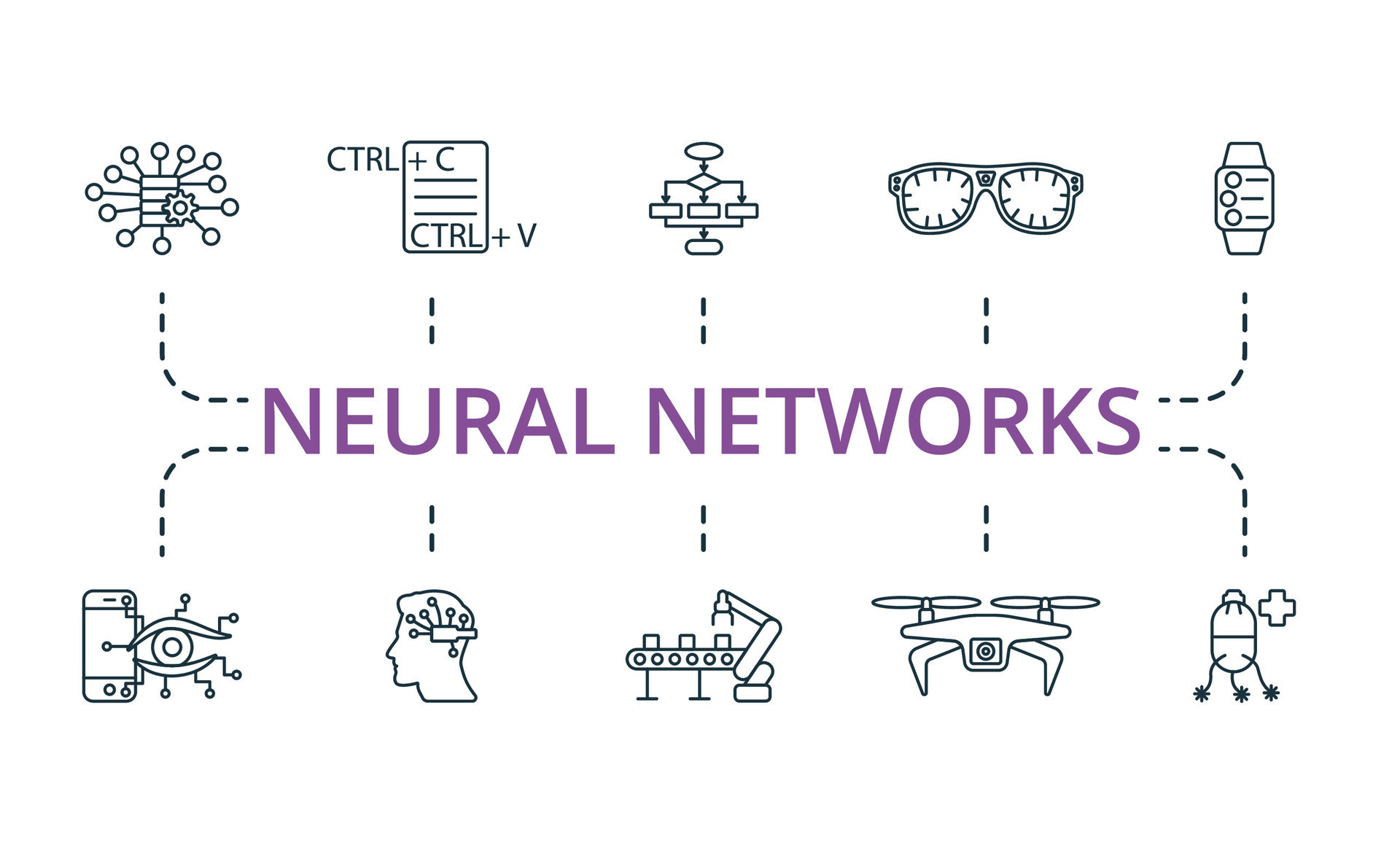 Neural Networks Icon Set Monochrome Simple Neural Networks Icon