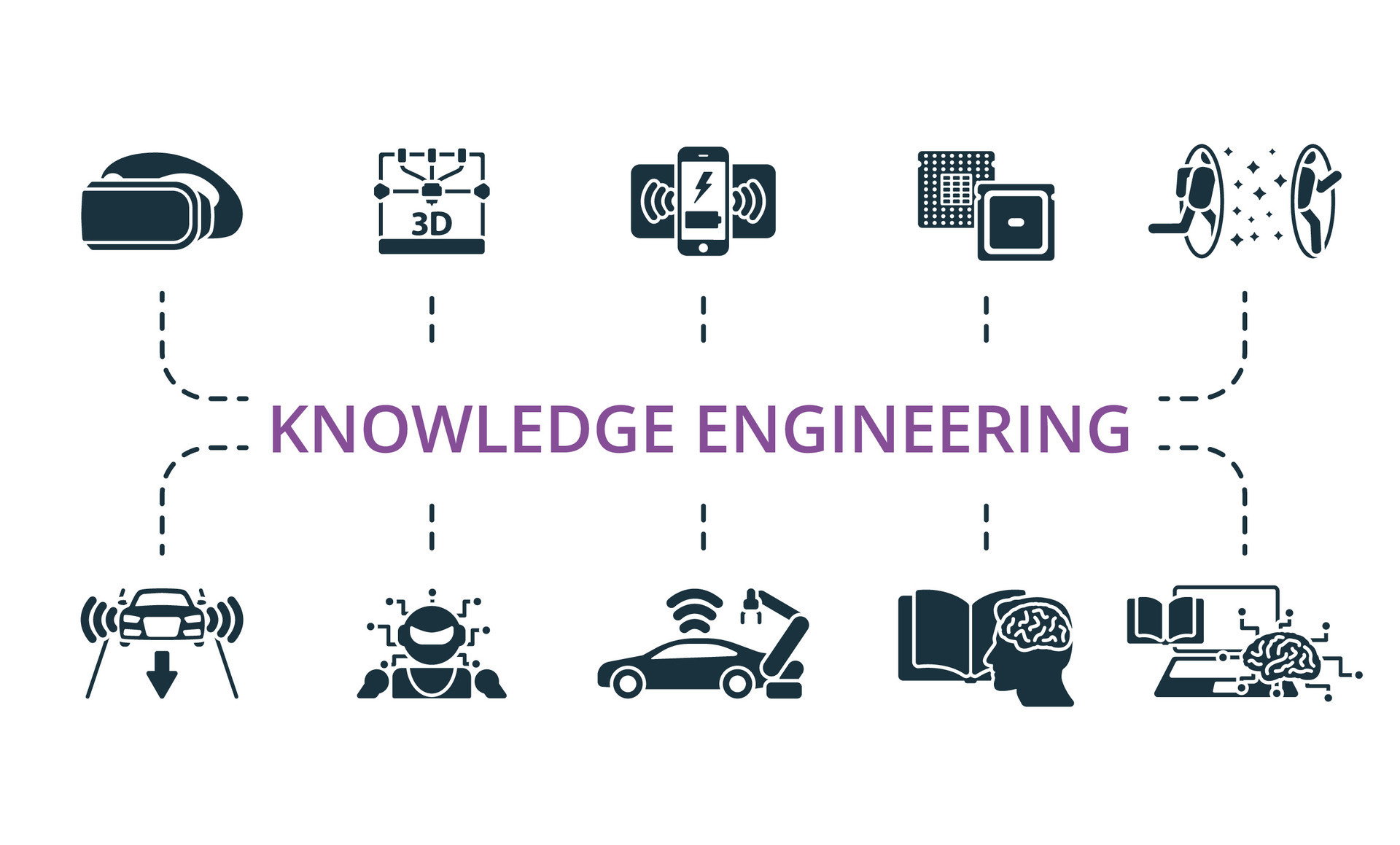Knowledge Engineering Icon Set Monochrome Simple Knowledge Engineering
