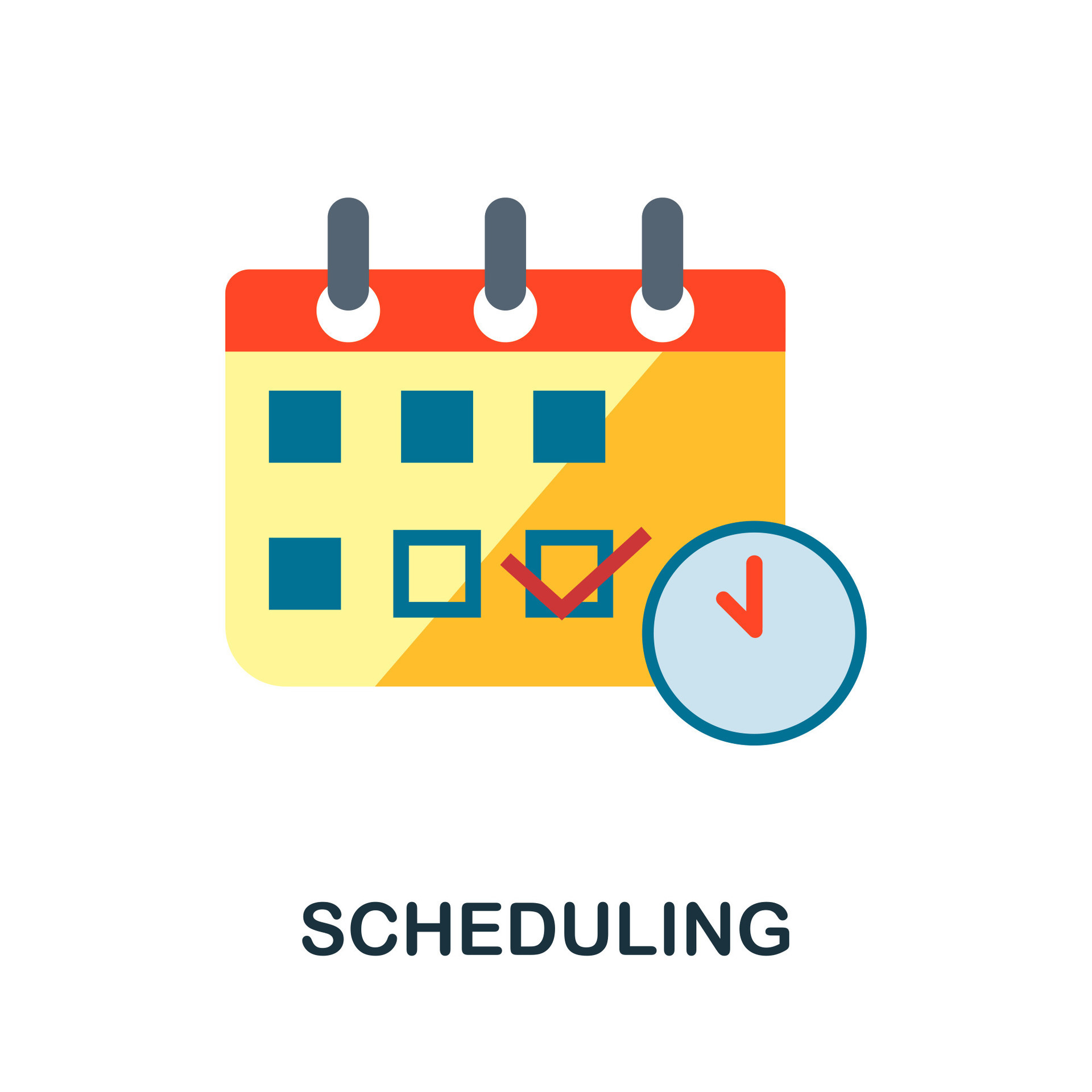 Scheduling flat icon. Color simple element from work from home ...