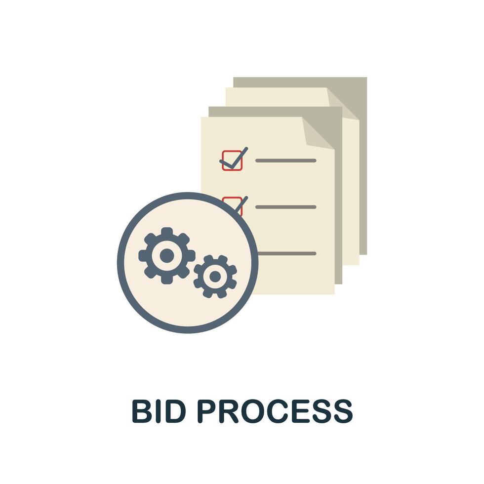 Bid Process flat icon. Simple sign from procurement process collection ...