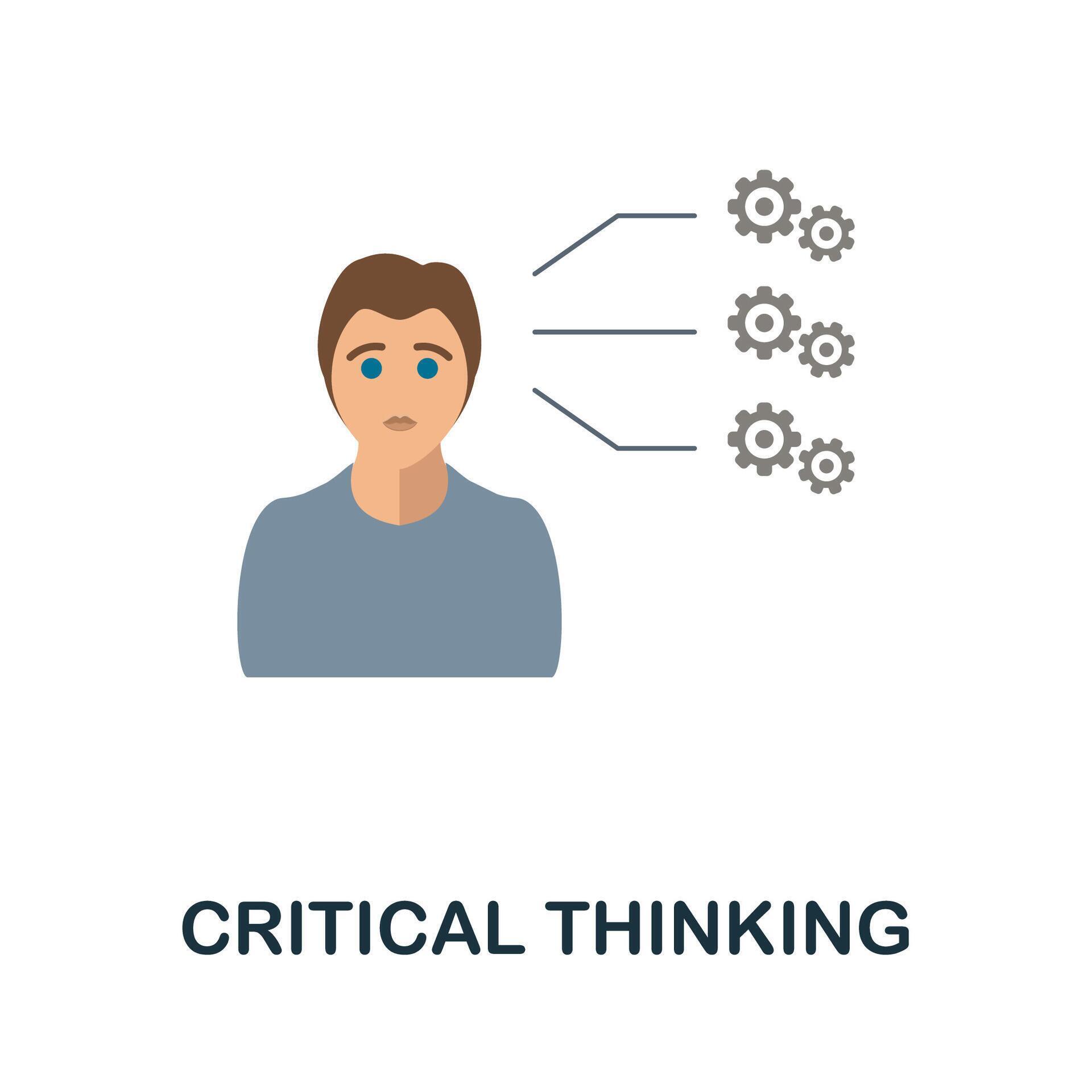 Critical Thinking flat icon. Colored sign from personality collection ... Critical Thinking flat icon. Colored sign from personality collection ...