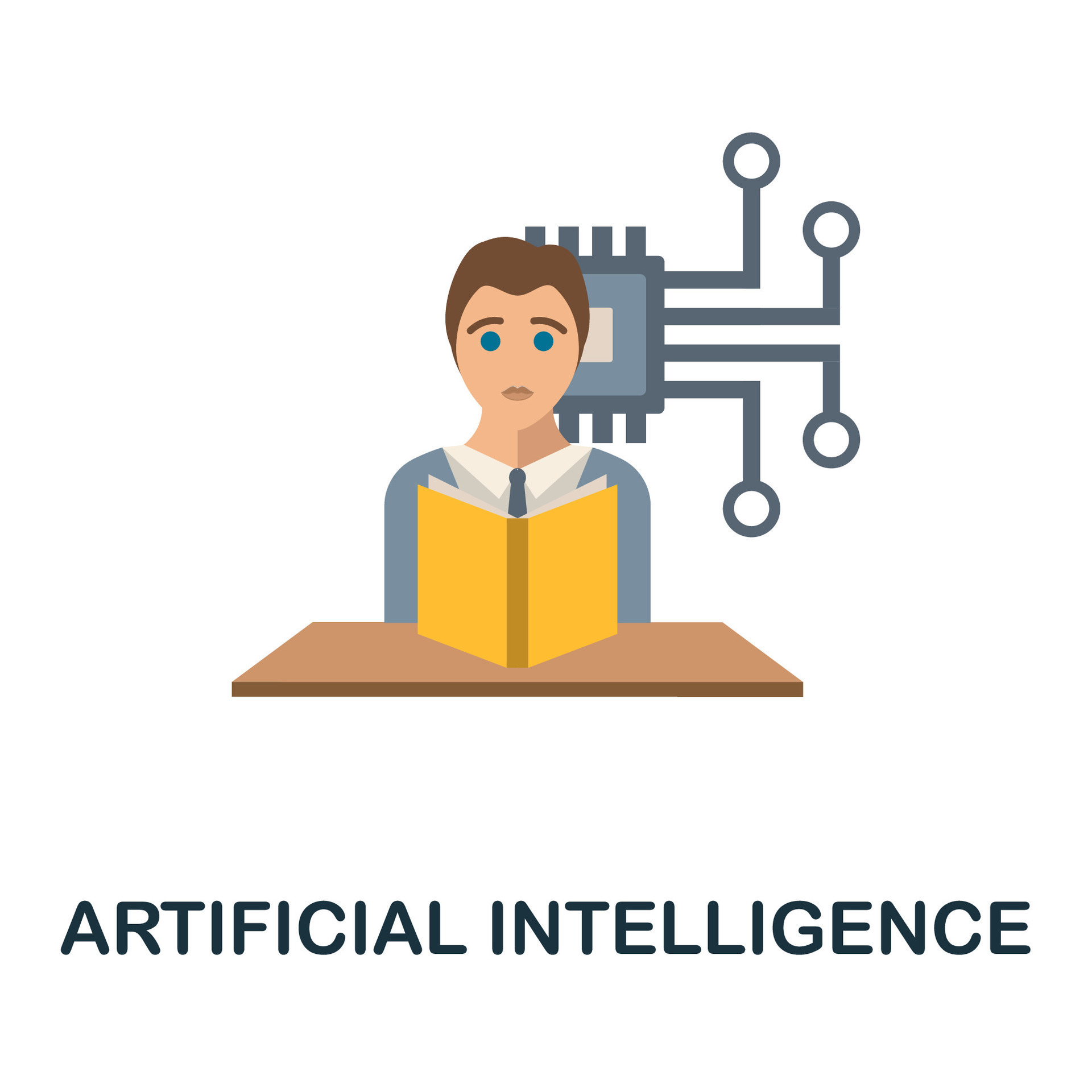 Artificial Intelligence flat icon. Colored sign from machine learning ...