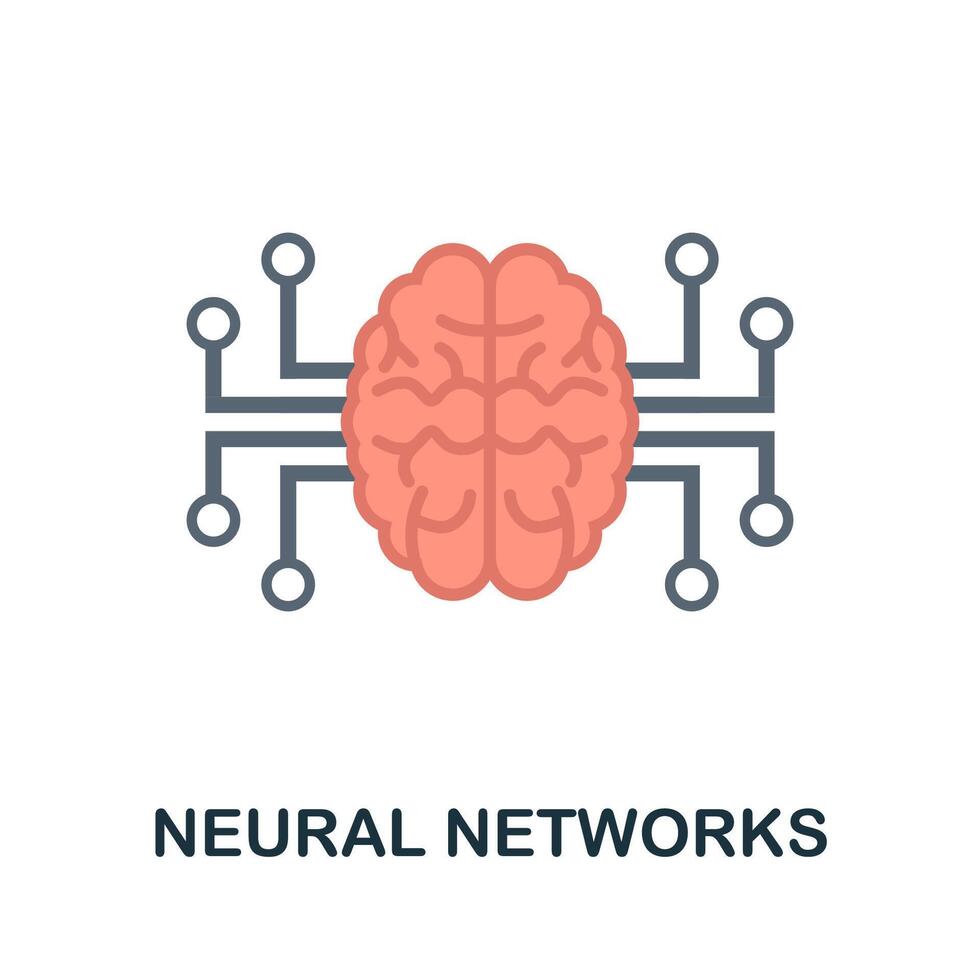 Neural Networks Flat Icon Colored Sign From Machine Learning