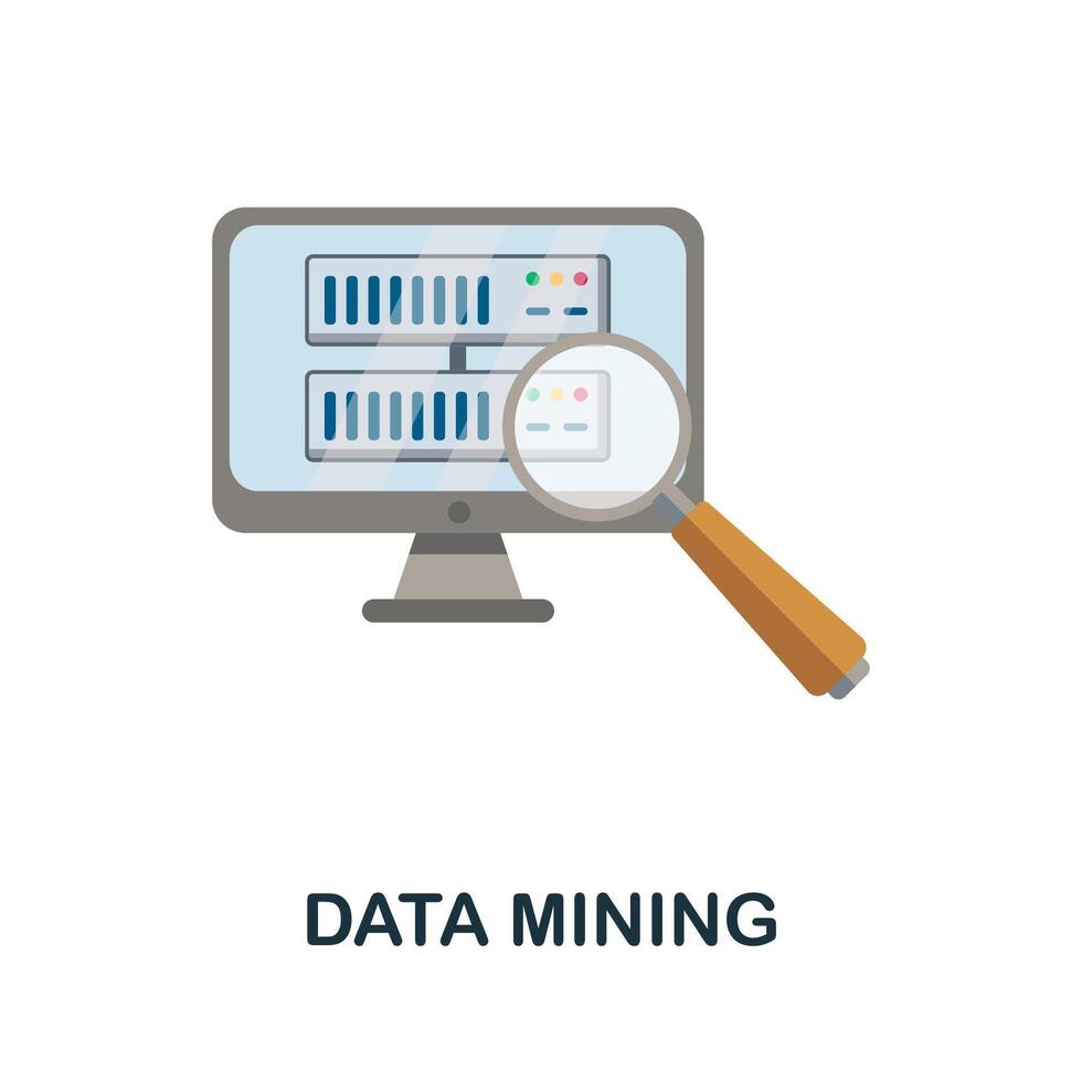 Data Mining flat icon. Colored sign from machine learning collection. Creative Data Mining icon ...
