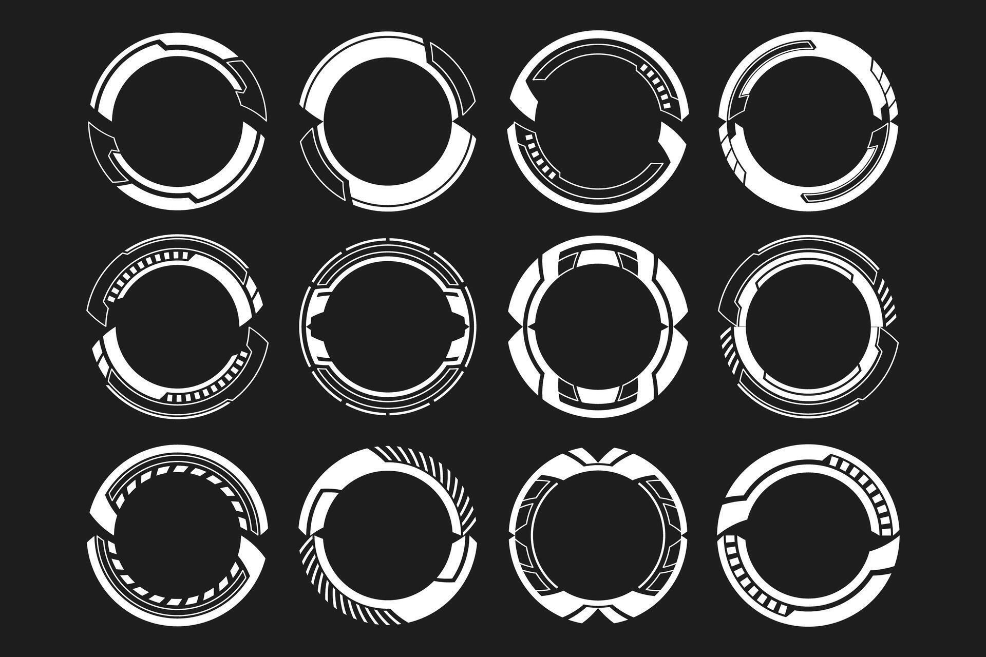 Futuristic Circular Interface Elements. Tech HUD Rings and Sci-Fi ...
