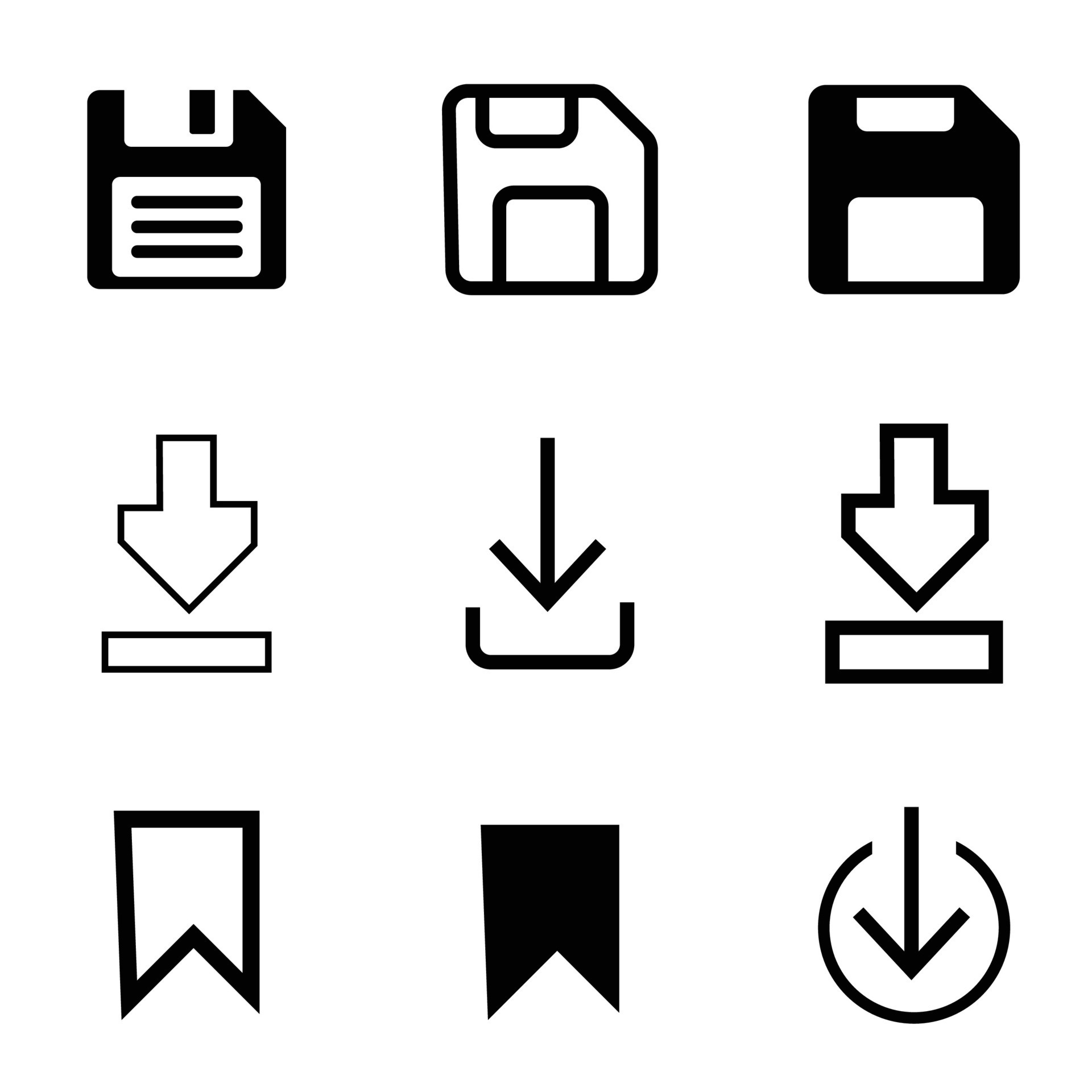 Floppy disk icon set. save file button icon set. diskette symbol in ...