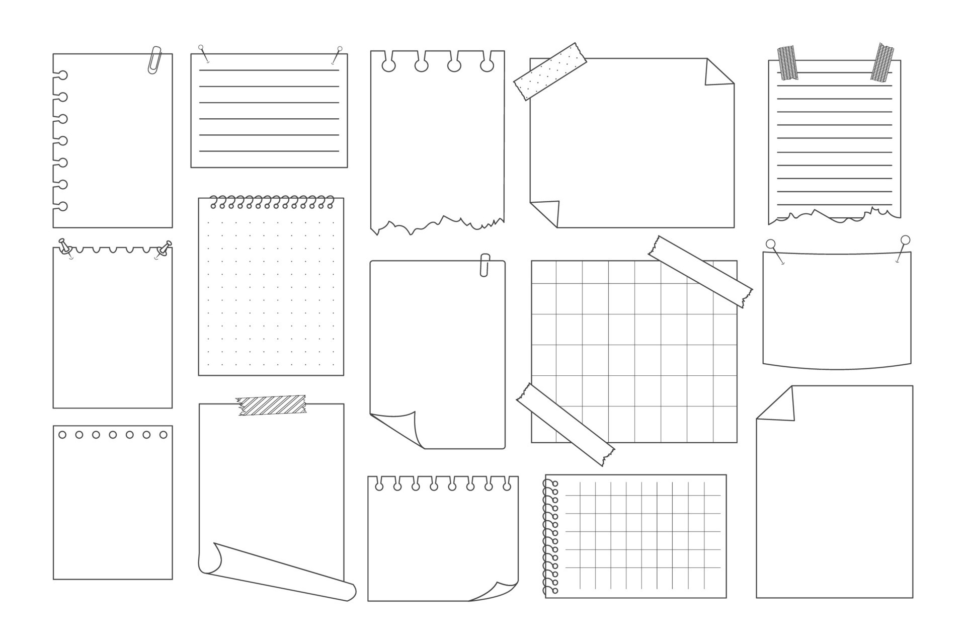 Memo Sticky Note Reminder Sheet Paper Doodle Paper Frame Check List With Pin Tape Paperclip