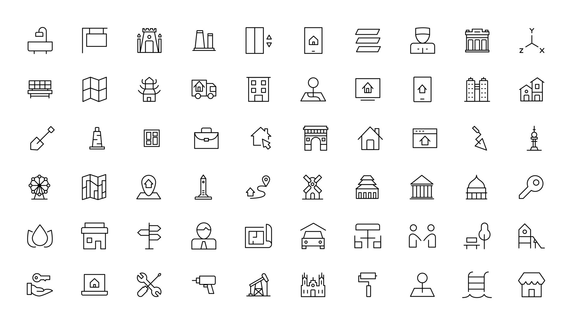 Real Estate Minimal Thin Line Web Icon Set Included The Icons As