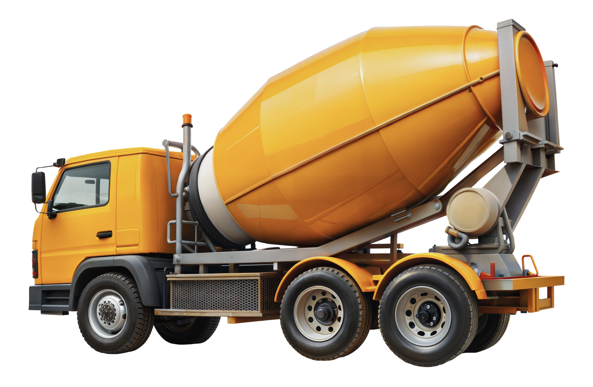 Yellow concrete mixer truck, cut out - stock png. 47600642 PNG