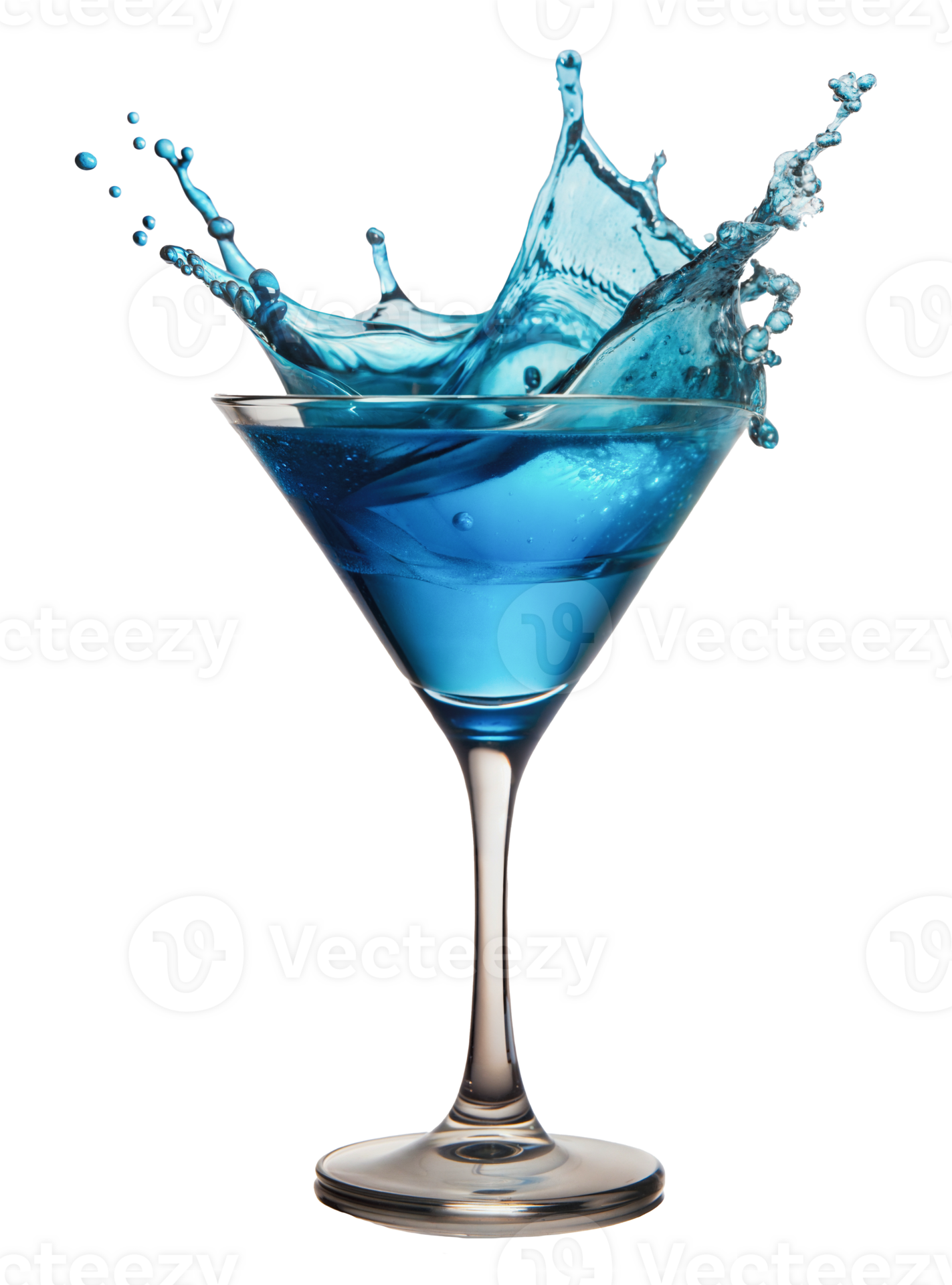 Blue Cocktail Splashing In Martini Glass Cut Out Stock Png 47600752 Png