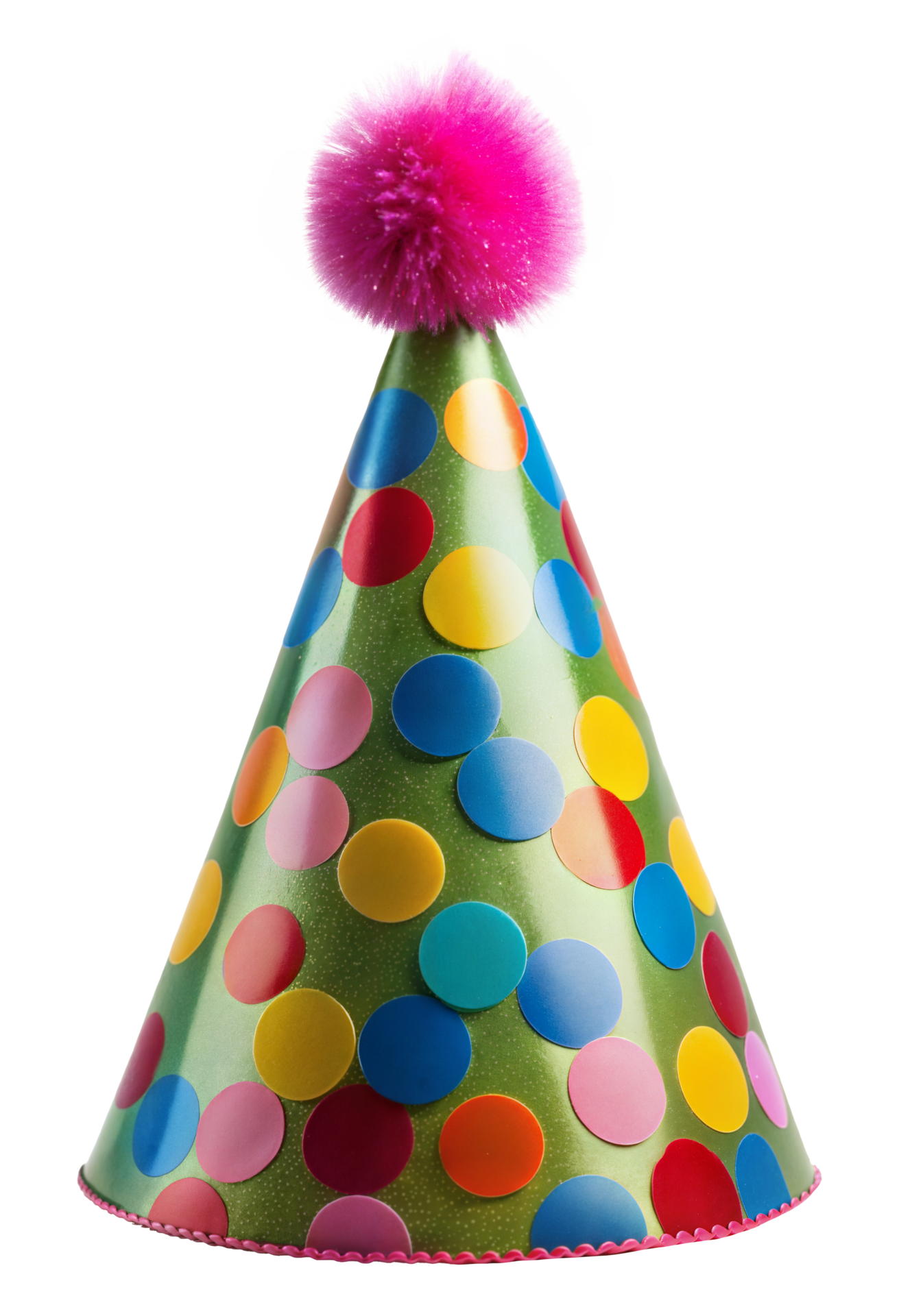 Colorful party hat with pink pom-pom 47600771 PNG