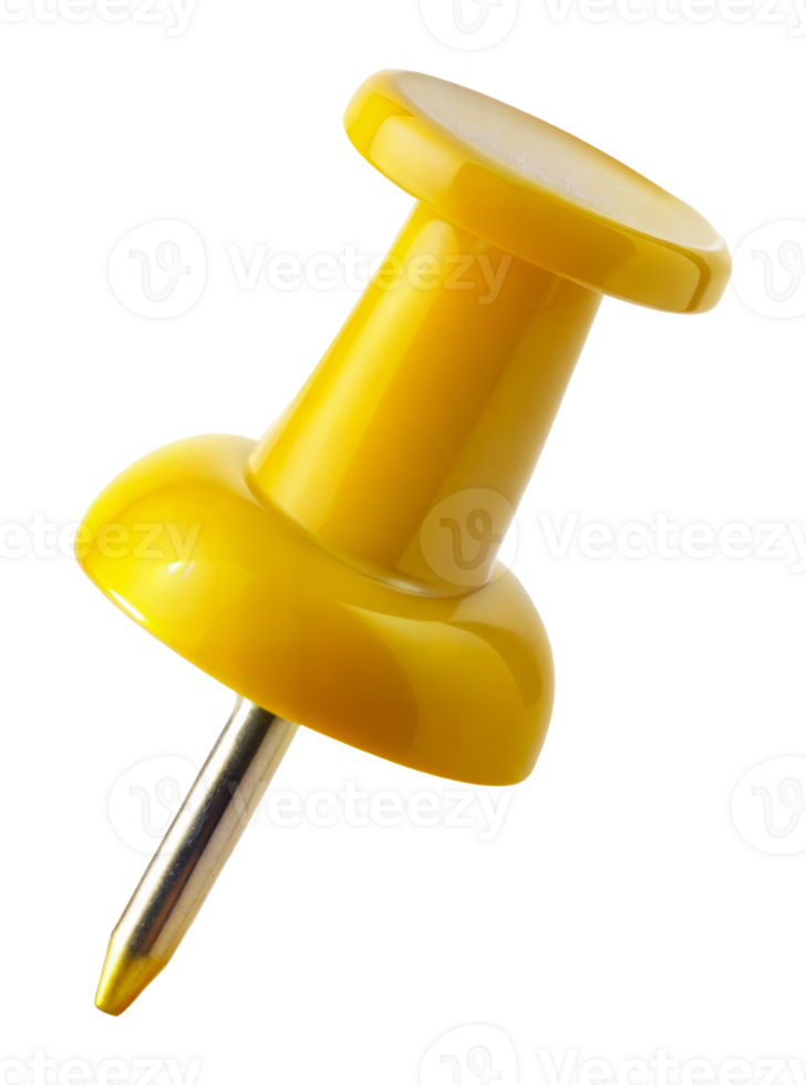 A single yellow push pin, cut out - stock png. 47601815 PNG