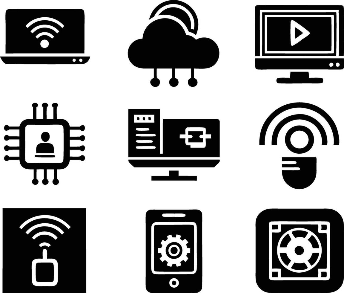 set of technology icon. technology, digital, background, business ...