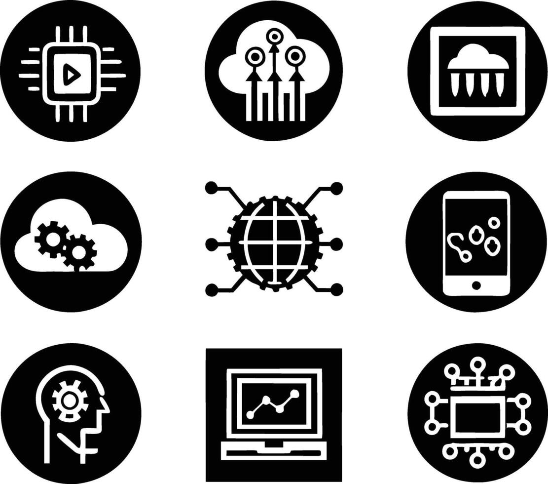set of technology icon. technology, digital, background, business ...