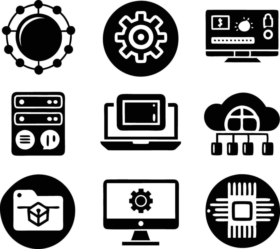set of technology icon. technology, digital, background, business ...