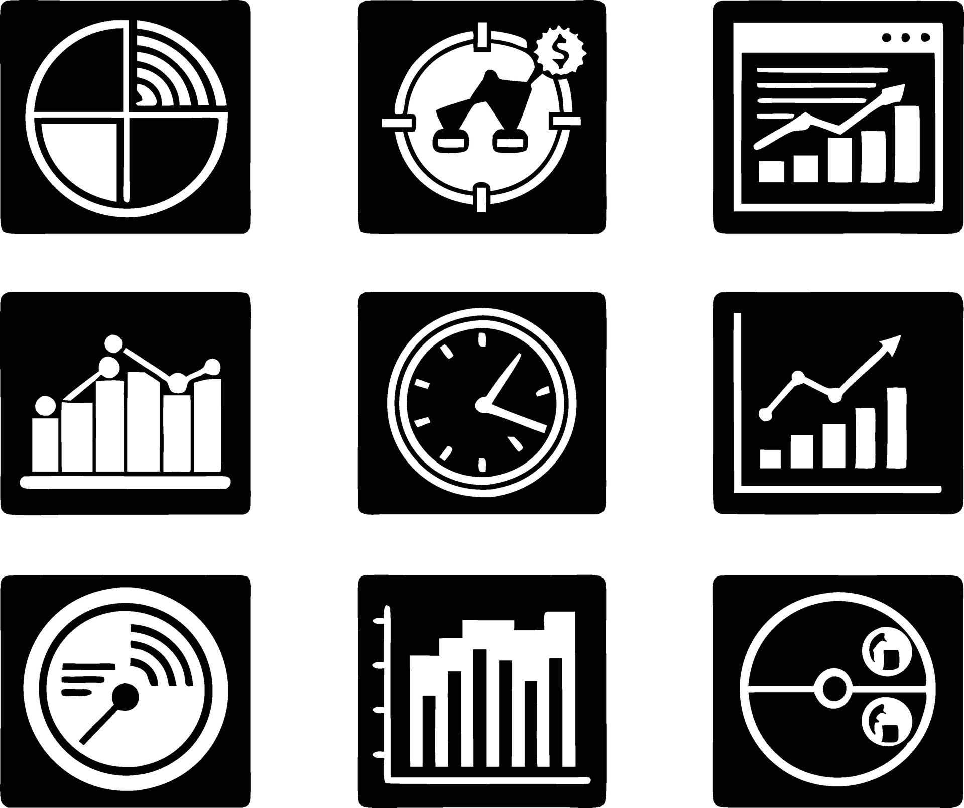 set of statistics icon illustration. business, chart, graph, statistics ...