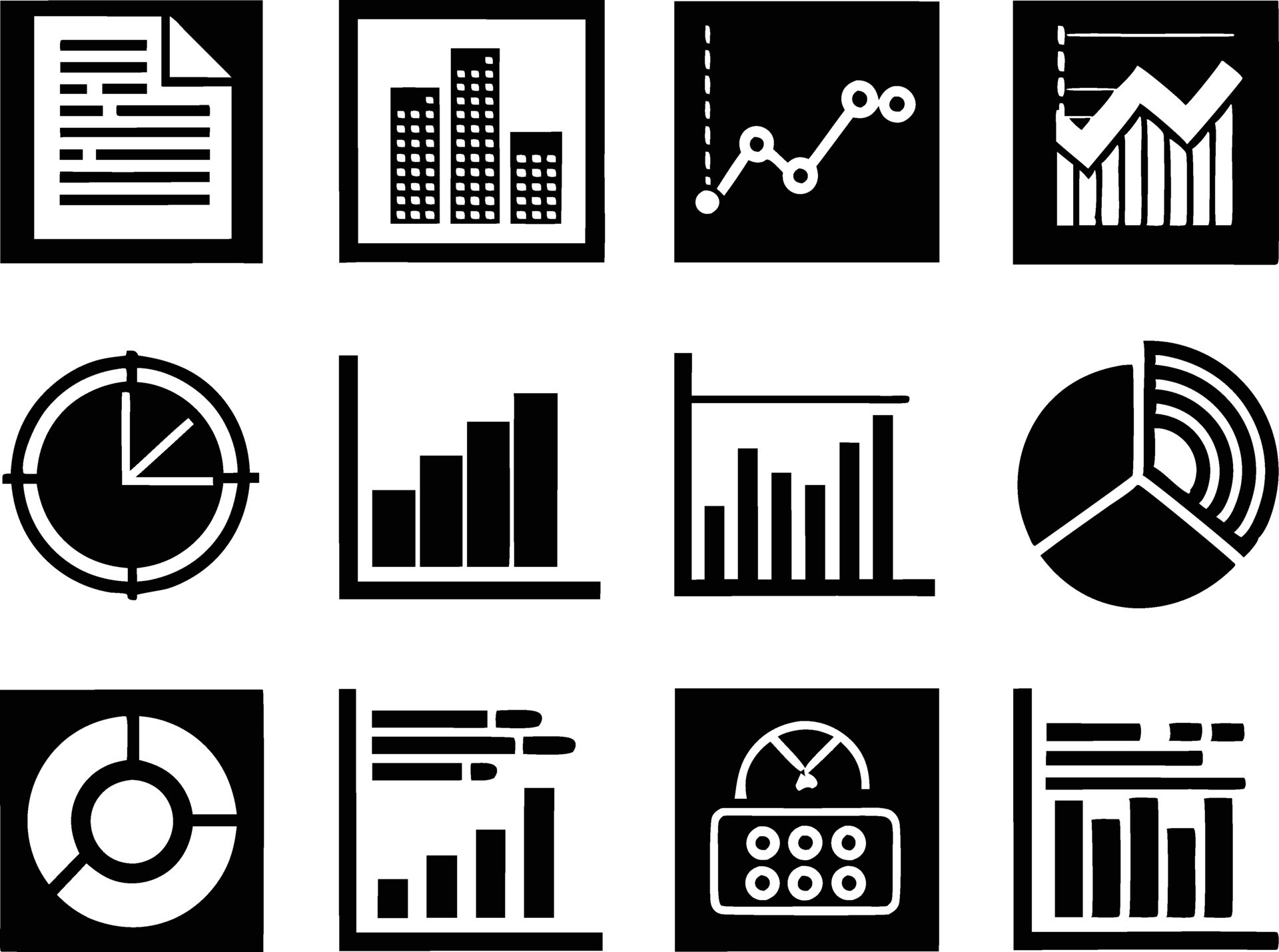 set of statistics icon illustration. business, chart, graph, statistics ...