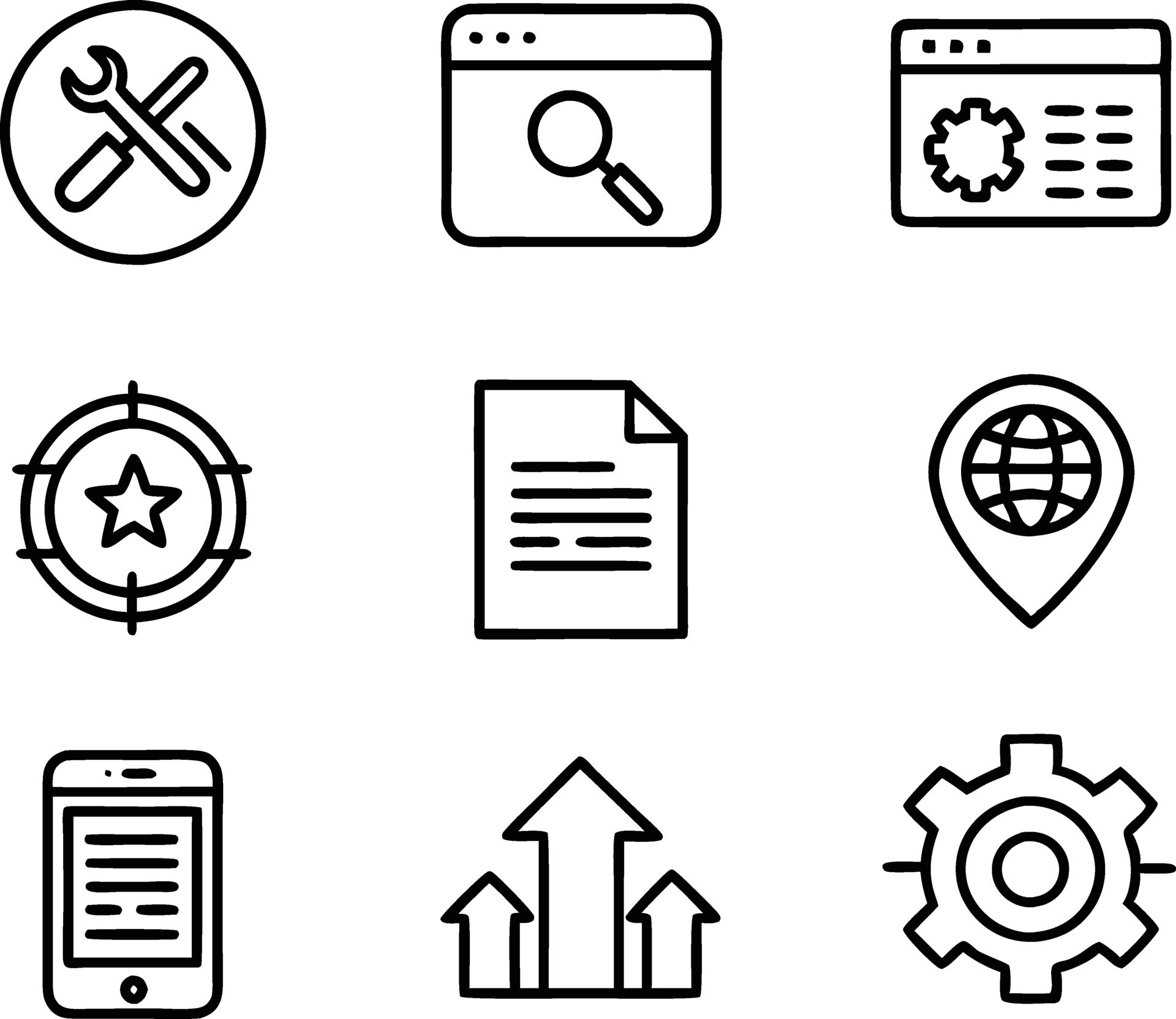set of ui and ux icon illustration. screen, technology, ux ...