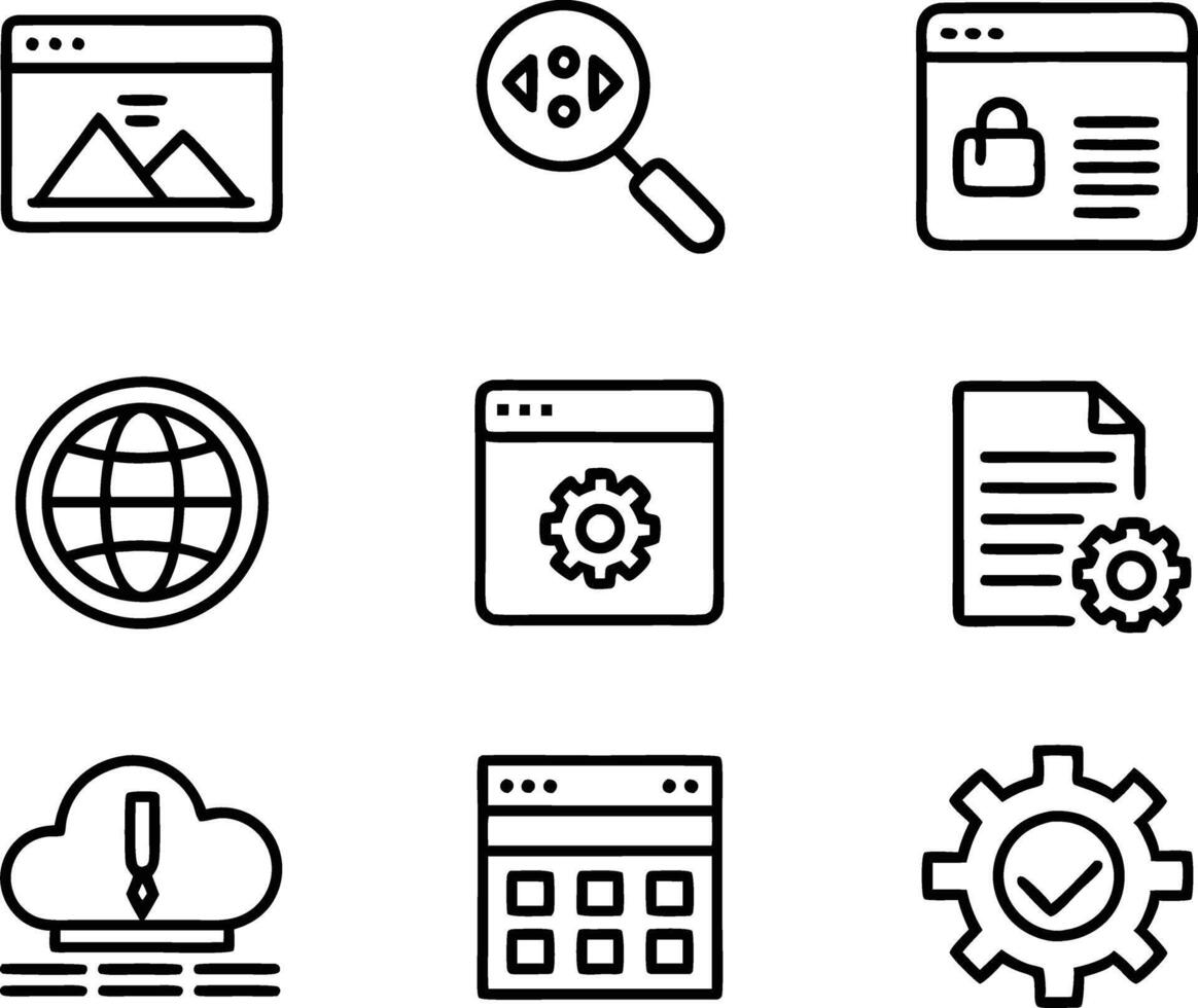 set of ui and ux icon illustration. screen, technology, ux ...