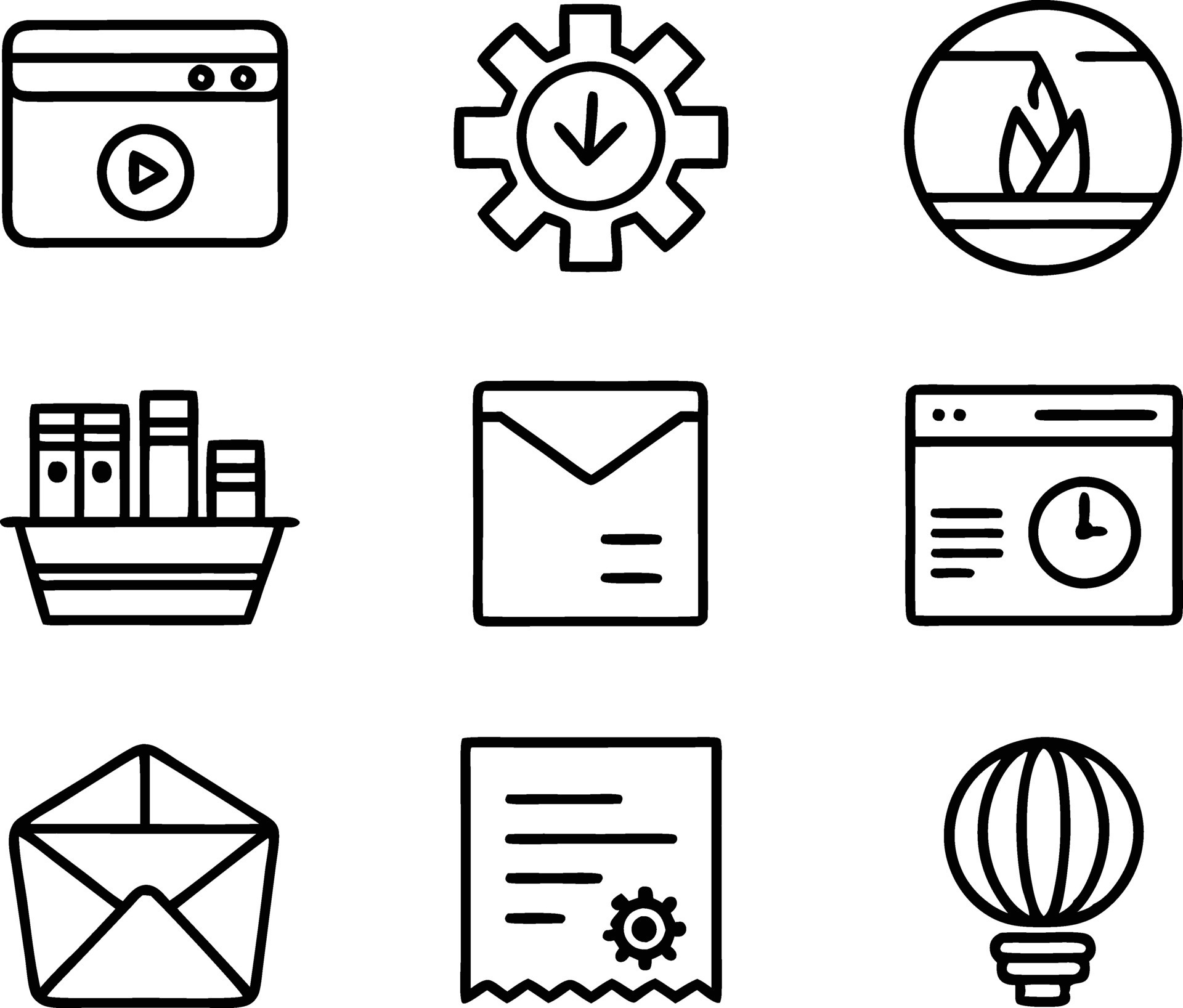 set of ui and ux icon illustration. screen, technology, ux ...