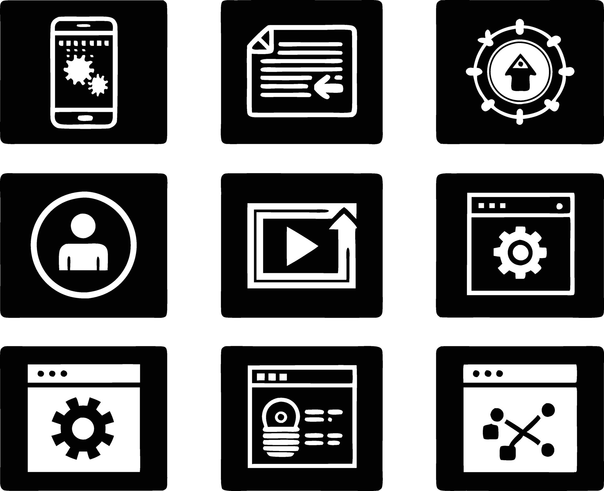 set of ui and ux icon illustration. screen, technology, ux ...