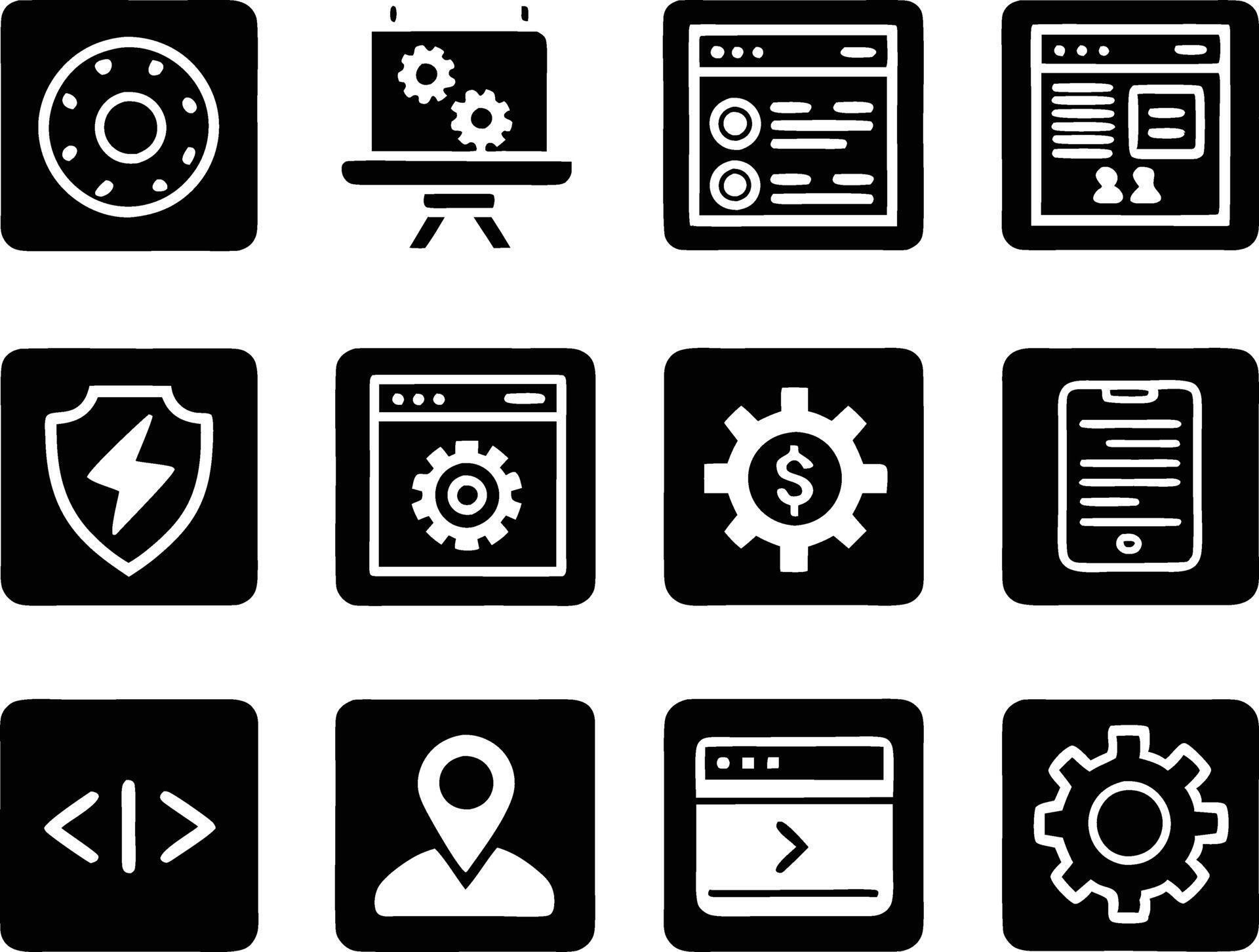 set of ui and ux icon illustration. screen, technology, ux ...