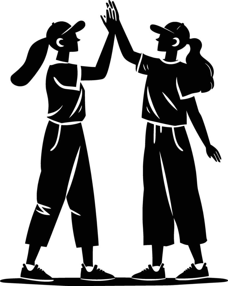 Showing Minimalistic style logo of two people high-fiving each other. 47621253 Vector Art at ...