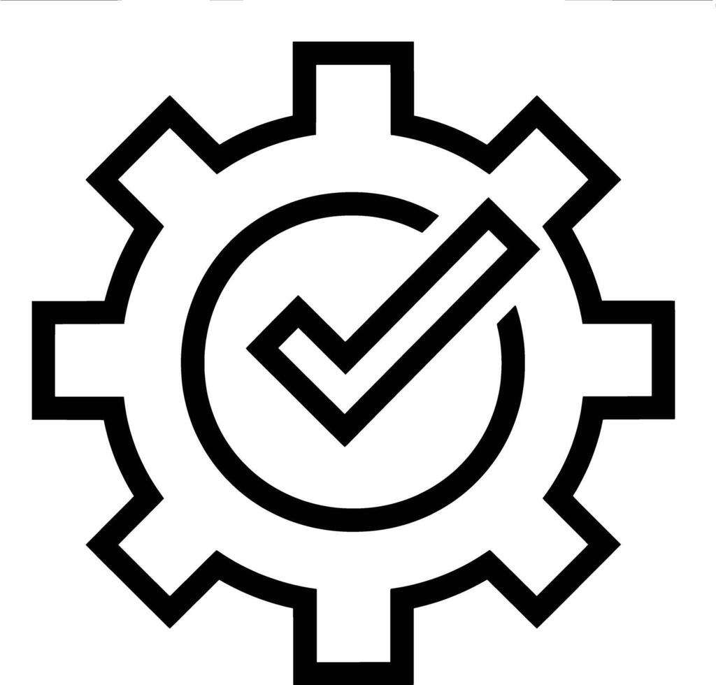 Depicting Icon of a checkmark inside a gear. 47622810 Vector Art at Vecteezy