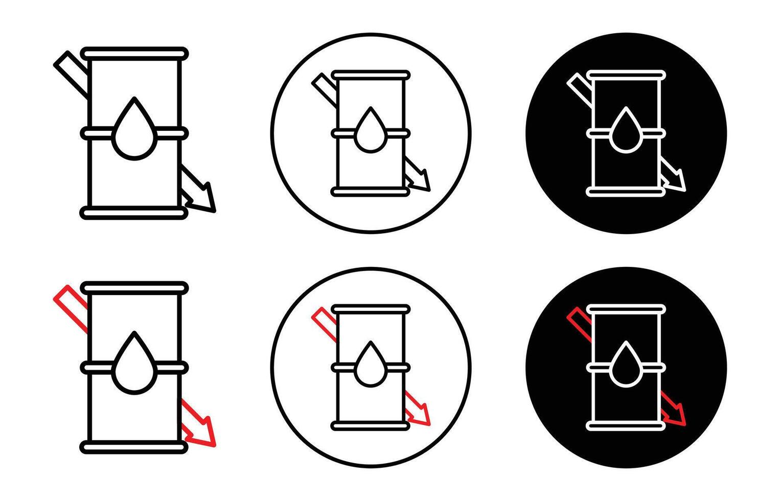 Crude oil price decrease flat line icon set. Crude oil price decrease Thin line illustration ...