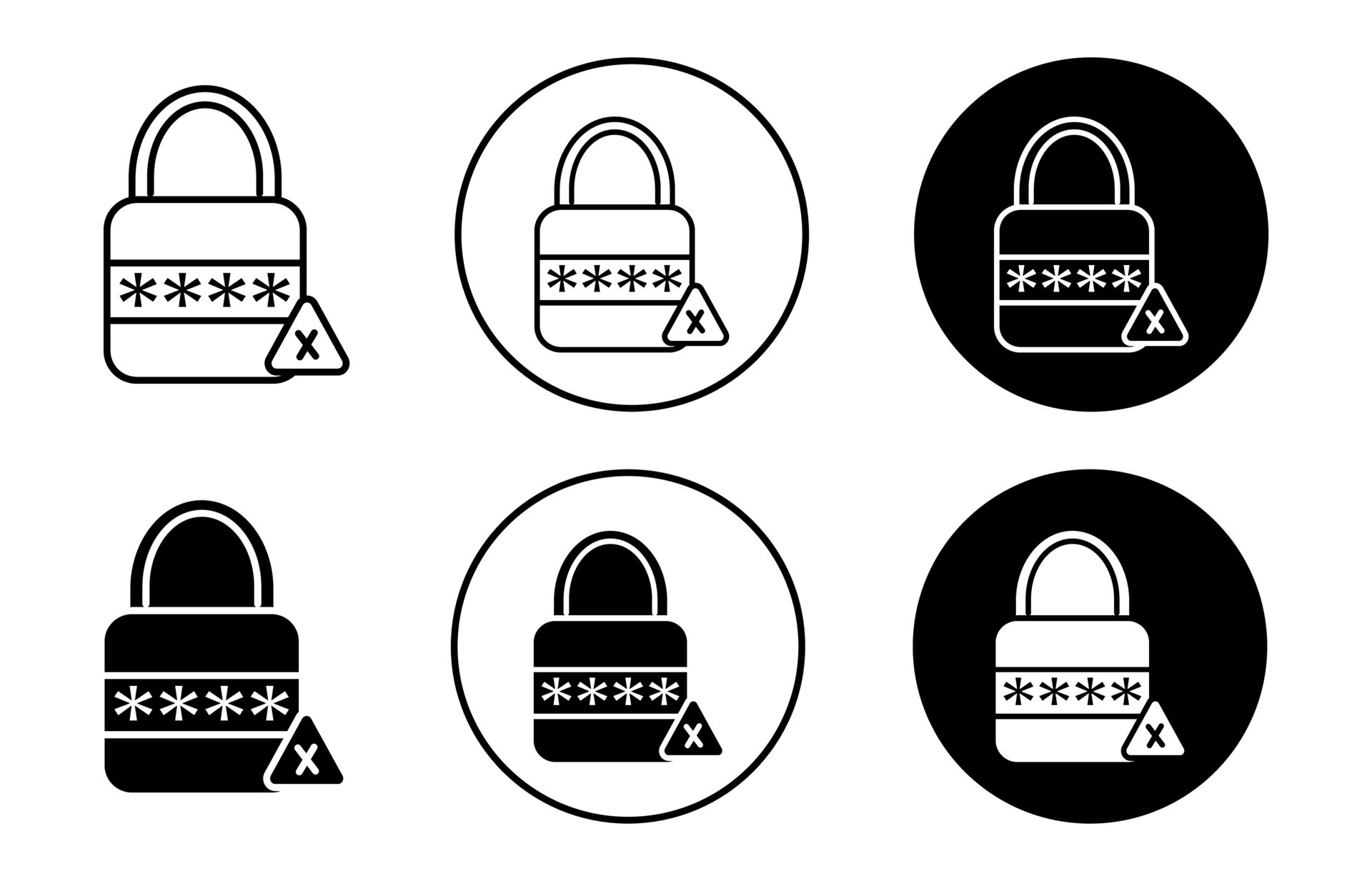 Wrong Password Code Outline Line Icon Set Sign For Web App 47625447 Vector Art At Vecteezy