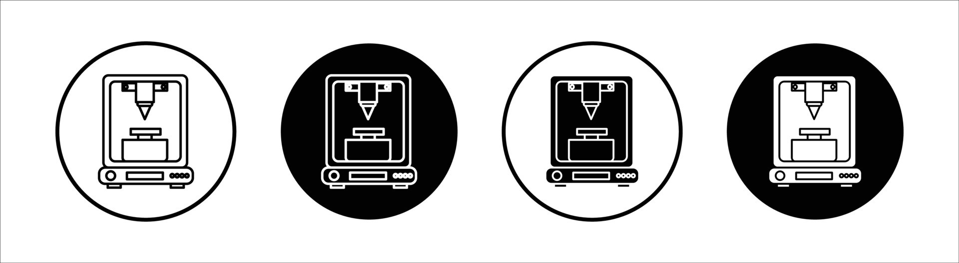 3D printer flat line icon set. 3D printer Thin line illustration ... 3D printer flat line icon set. 3D printer Thin line illustration ...
