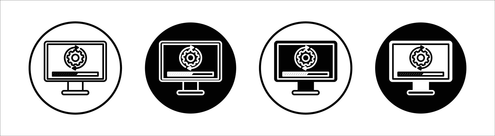 Computer System Update Flat Line Icon Set Computer System Update Thin