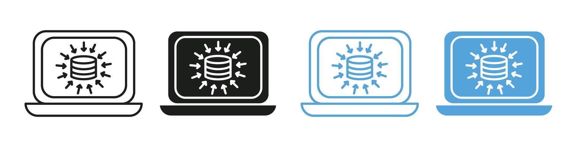 Server Data Aggregation Icons For Cloud Computing And Network Analysis