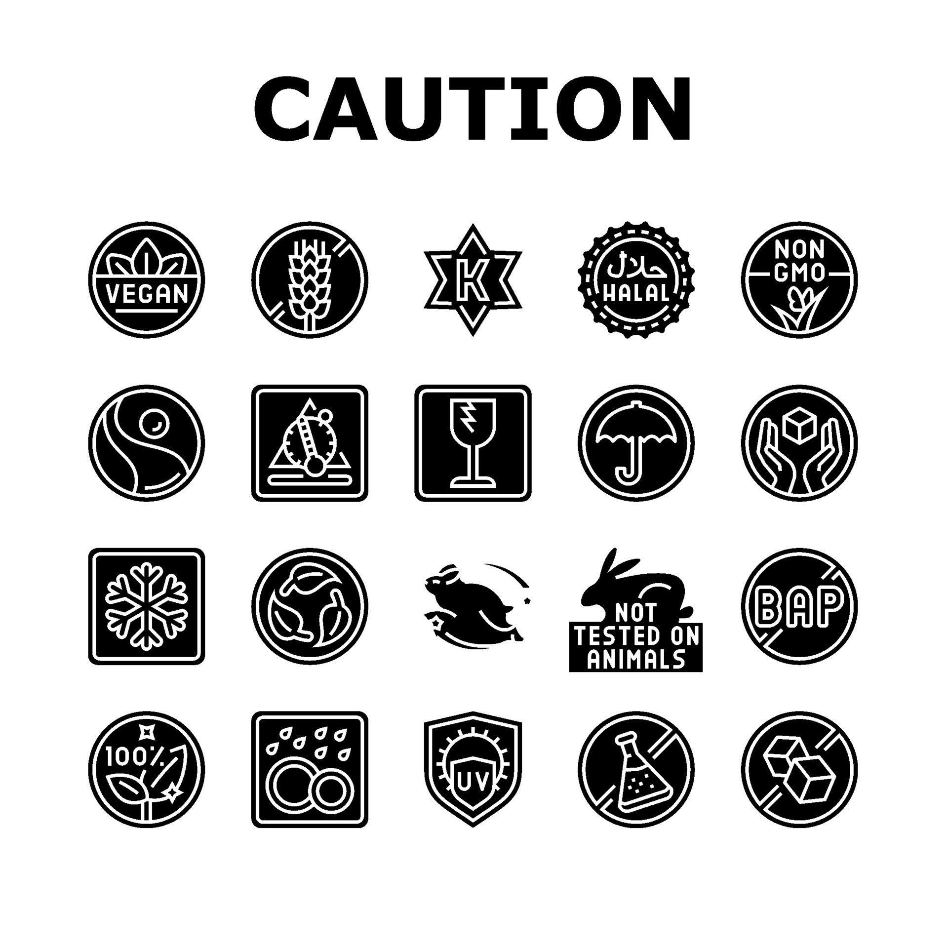 product caution label warning icons set 47629324 Vector Art at Vecteezy