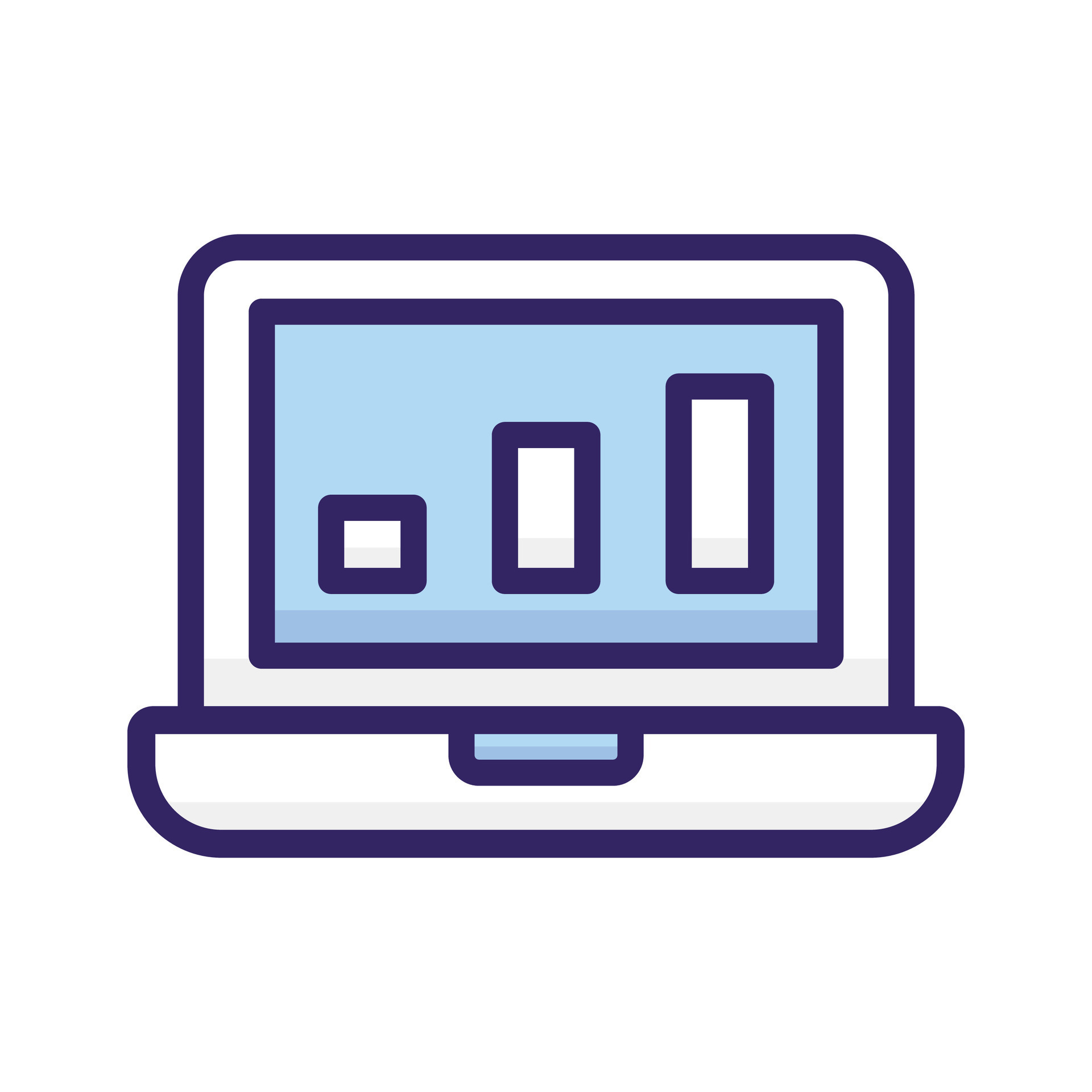 Growth chart inside laptop showing design of business chart in modern ...