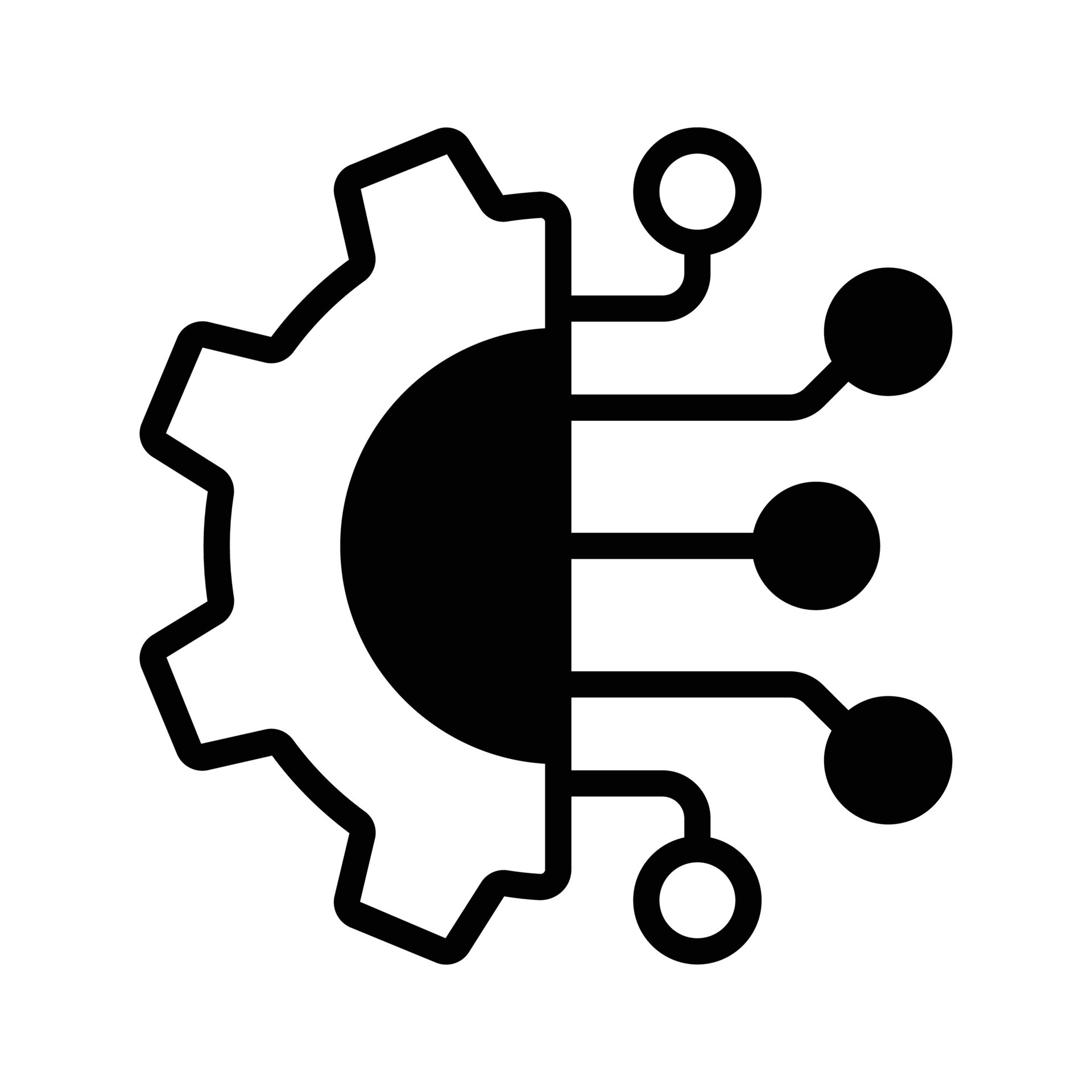 A hybrid icon symbolizing the fusion of technology and mechanical ...