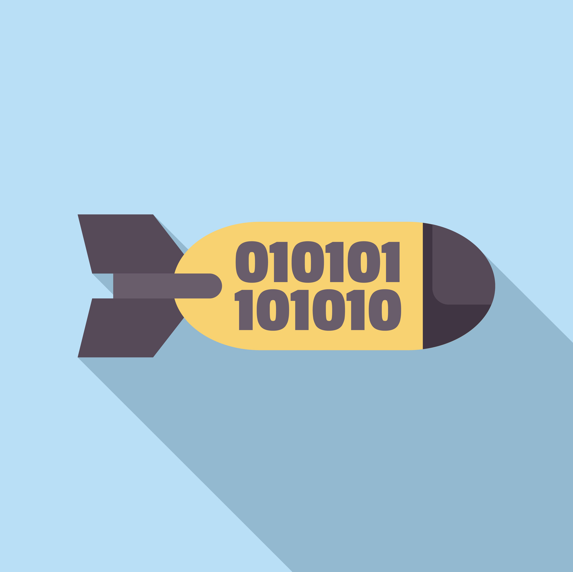 Binary code bomb representing digital warfare and cyber attacks ...