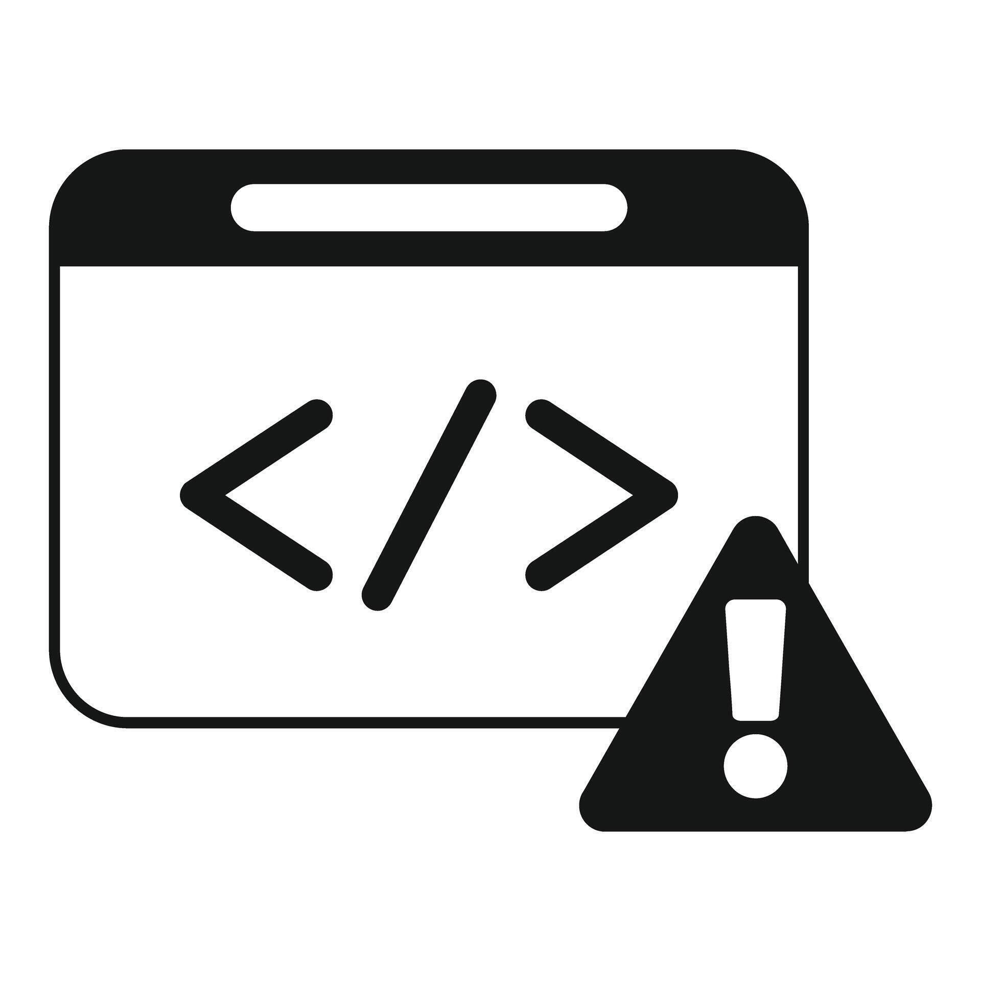 Simple icon showing a coding error warning on a website 47636204 Vector ...