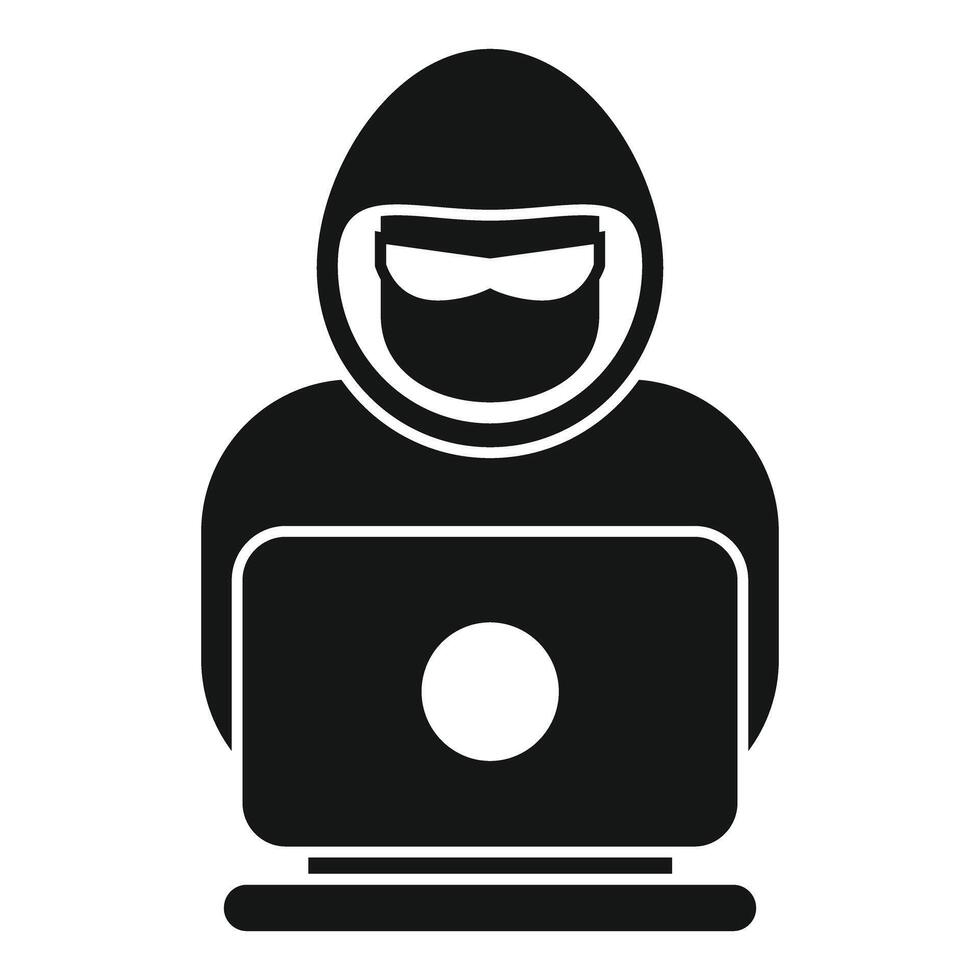 Hacker is using a laptop to commit cyber crime 47636229 Vector Art at ...