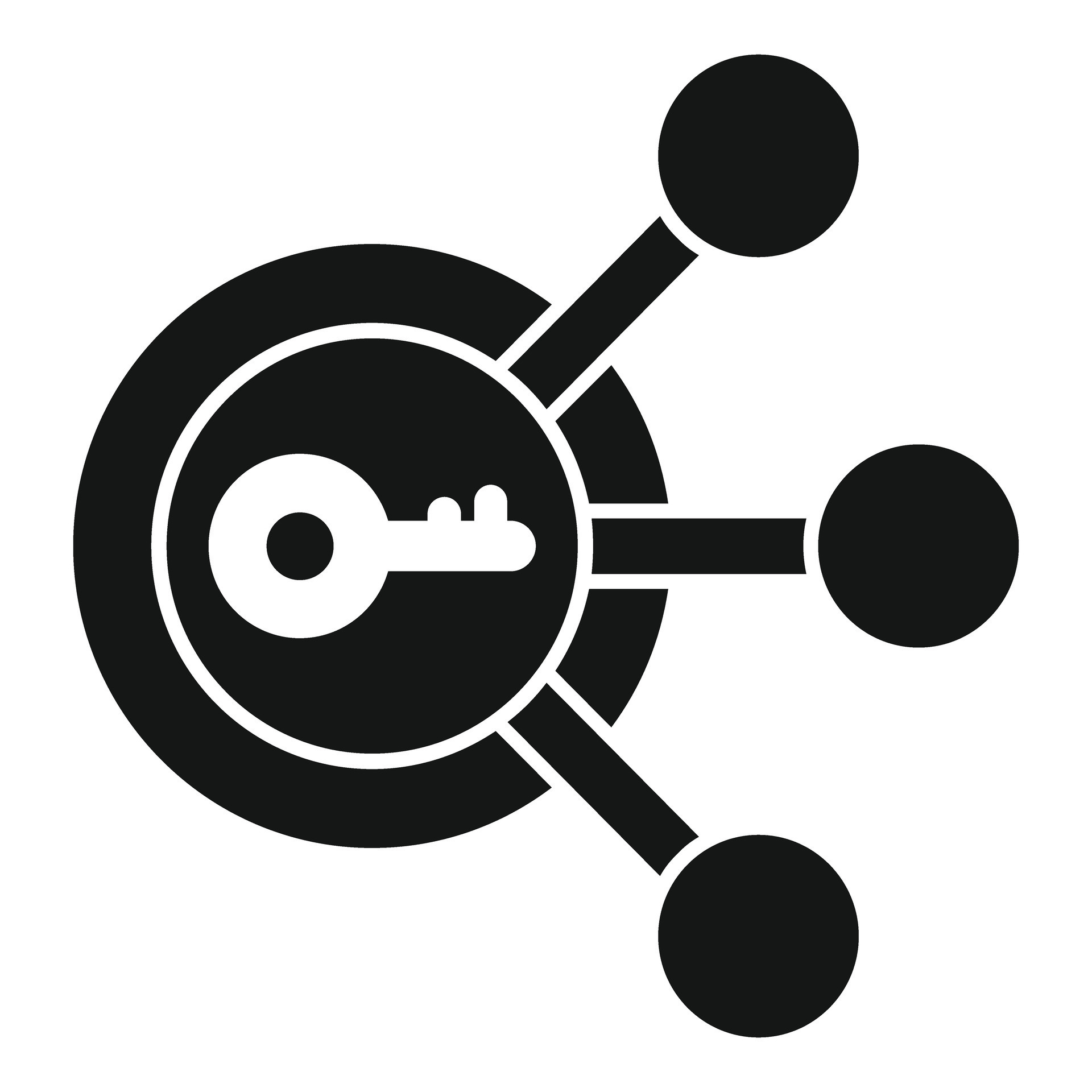 Secure connection icon showing a key connecting three circles 47636640 ...