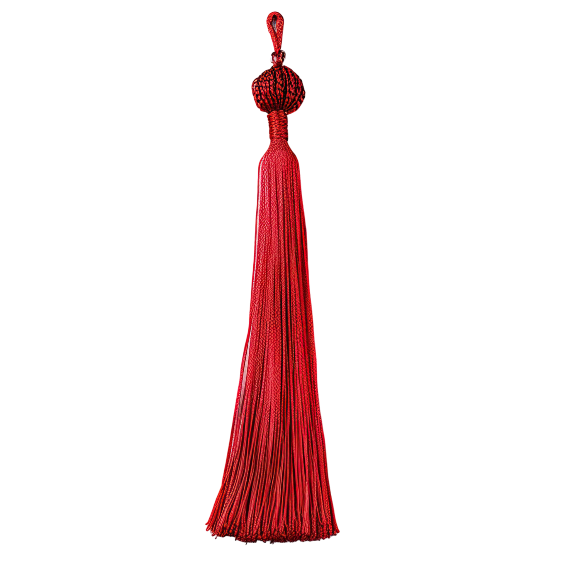 Luxurious red tassel close-up, perfect for textile design and upscale home decor advertising ...