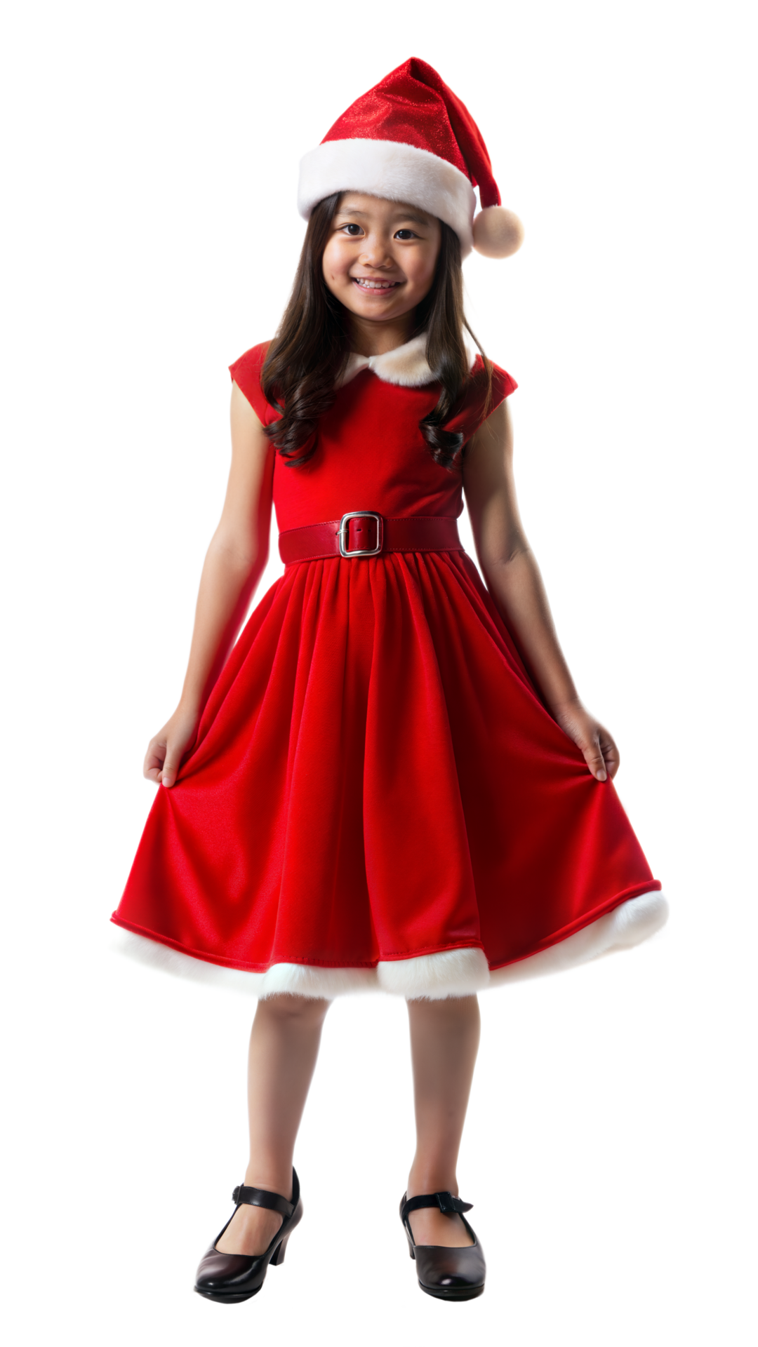 Young Girl Wearing Red Christmas Dress And Hat 47650492 Png