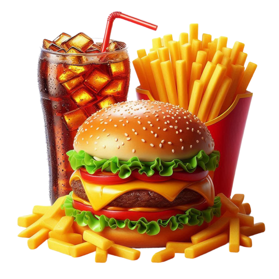 Fast Food Hamburger And Fries 47657054 Png