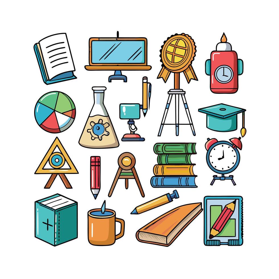 Realistic education and learning icons set 47675089 Vector Art at Vecteezy