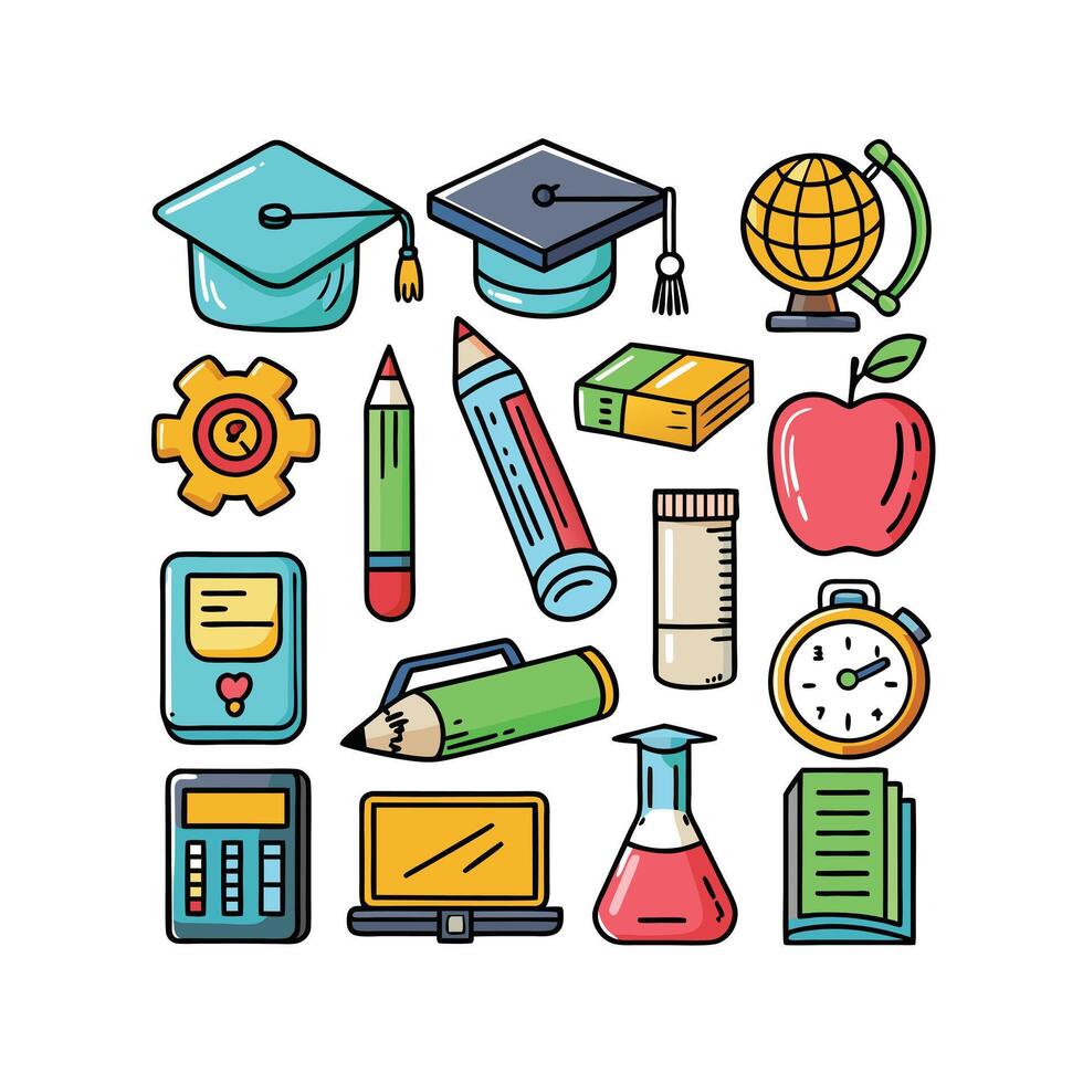 Realistic education and learning icons set 47675160 Vector Art at Vecteezy